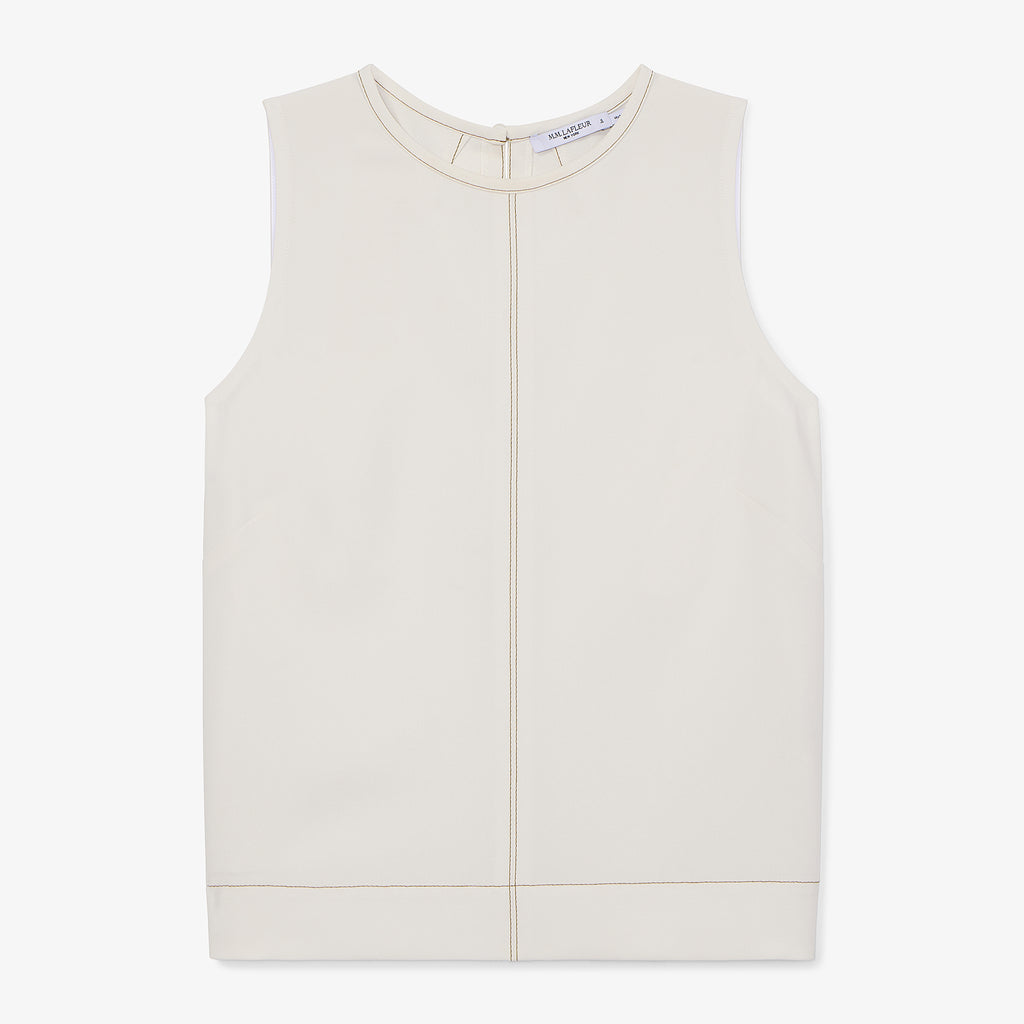 Ainsley Effortless Top - Everyday Crepe with Topstitch :: Eggshell – M ...