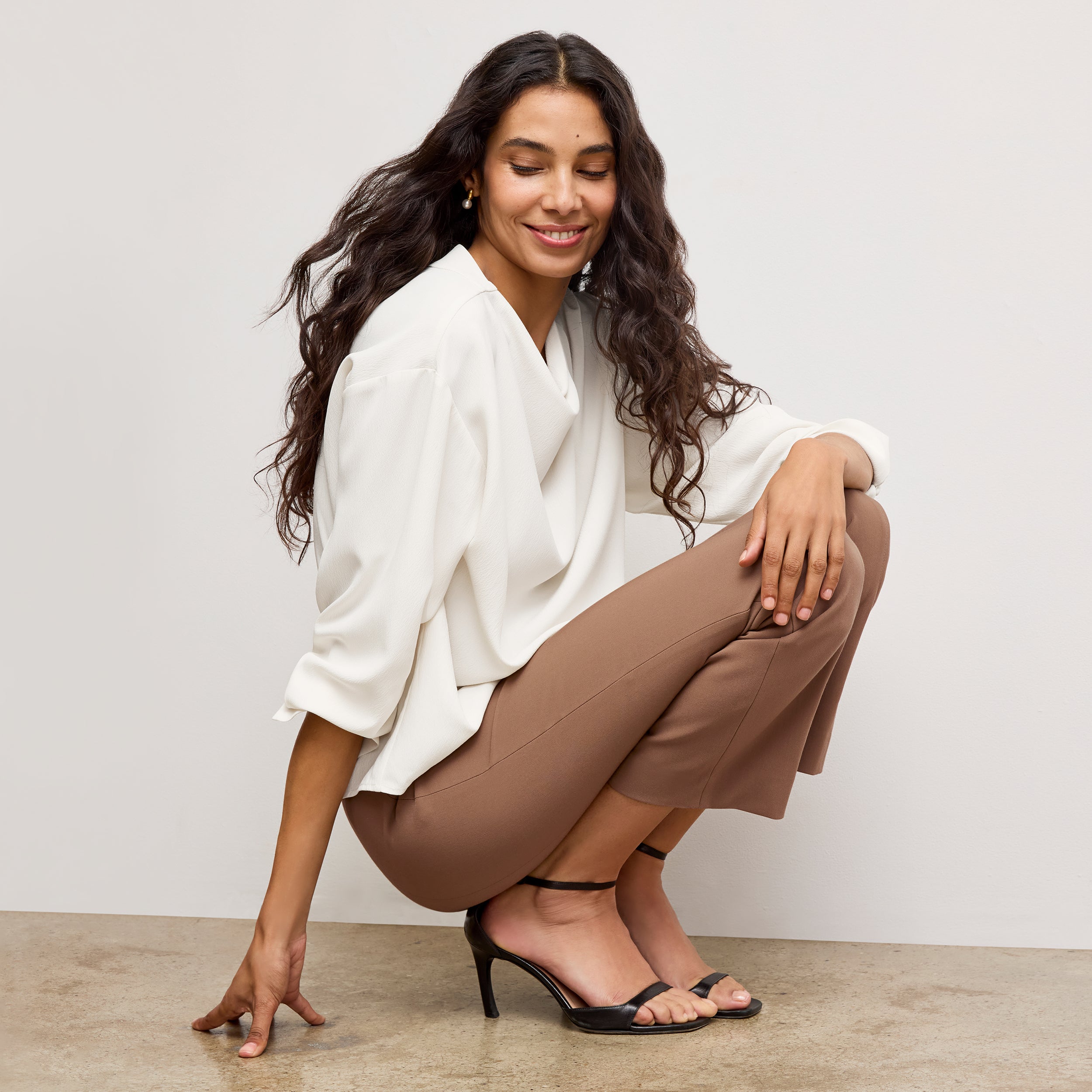 Annmarie Drape Top - Eco Soft Wave :: Ivory – M.M.LaFleur