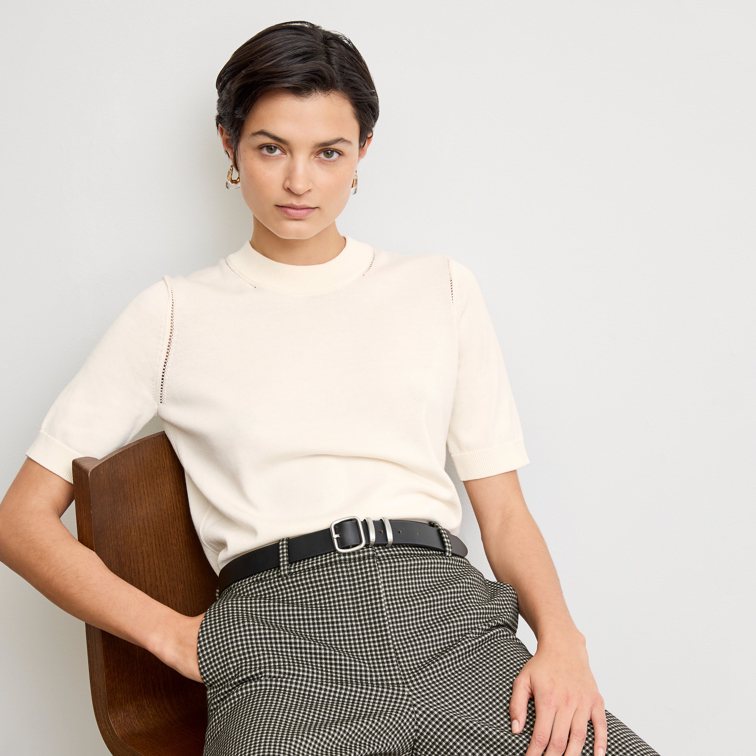 Becca Pointelle Tee - Cotton Silk Knit :: Ivory – M.M.LaFleur