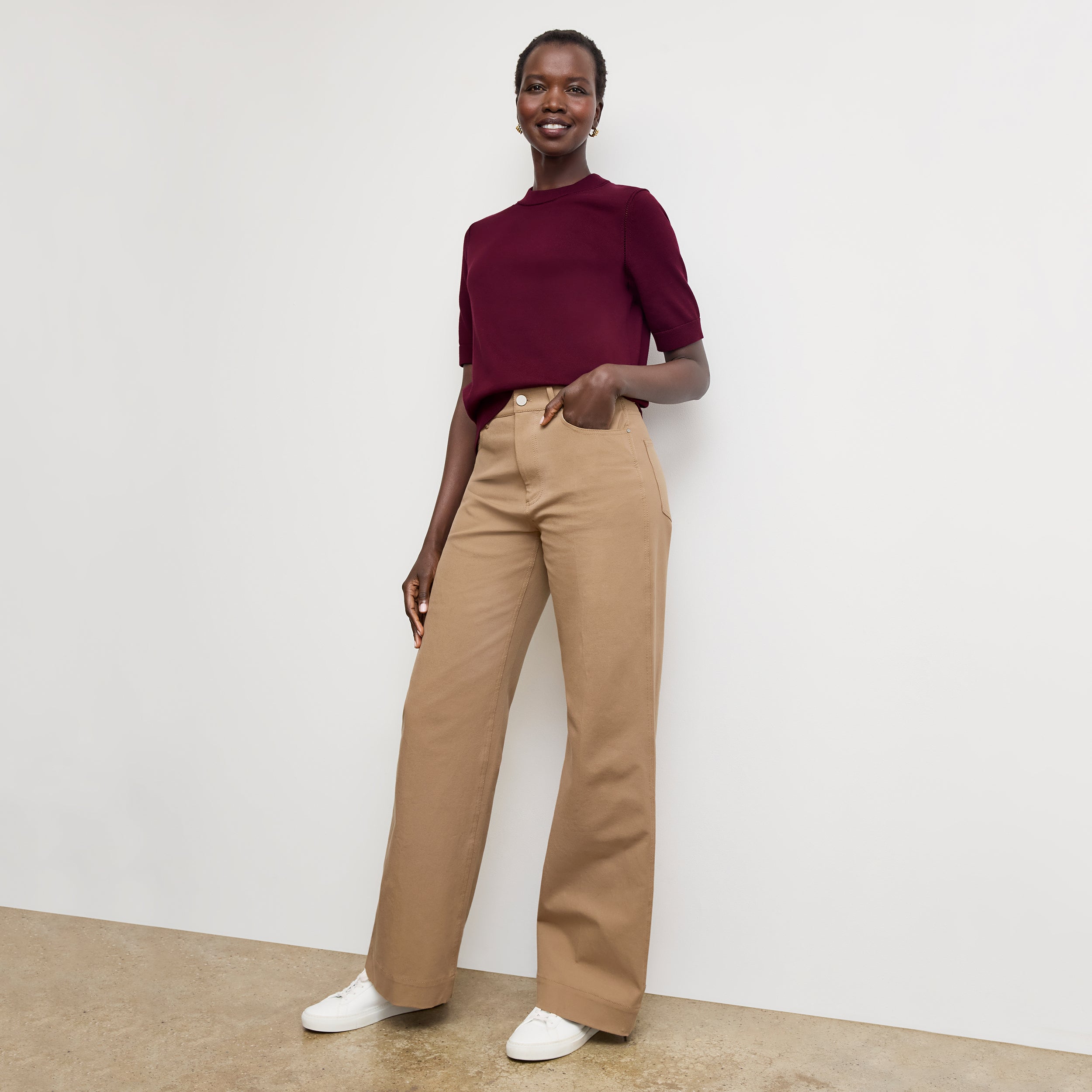 Becca Pointelle Tee - Cotton Silk Knit :: Syrah – M.M.LaFleur