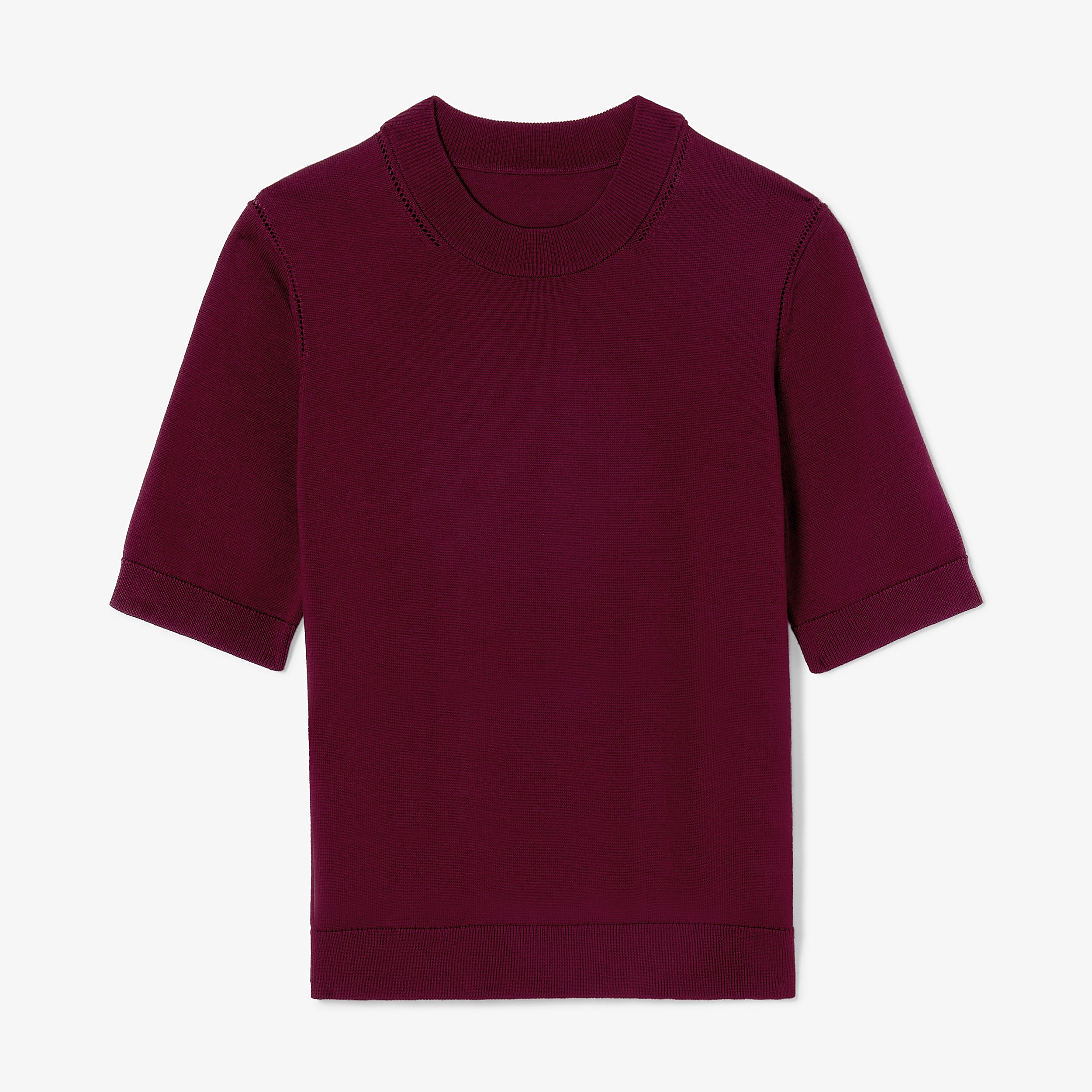 Becca Pointelle Tee - Cotton Silk Knit :: Syrah – M.M.LaFleur