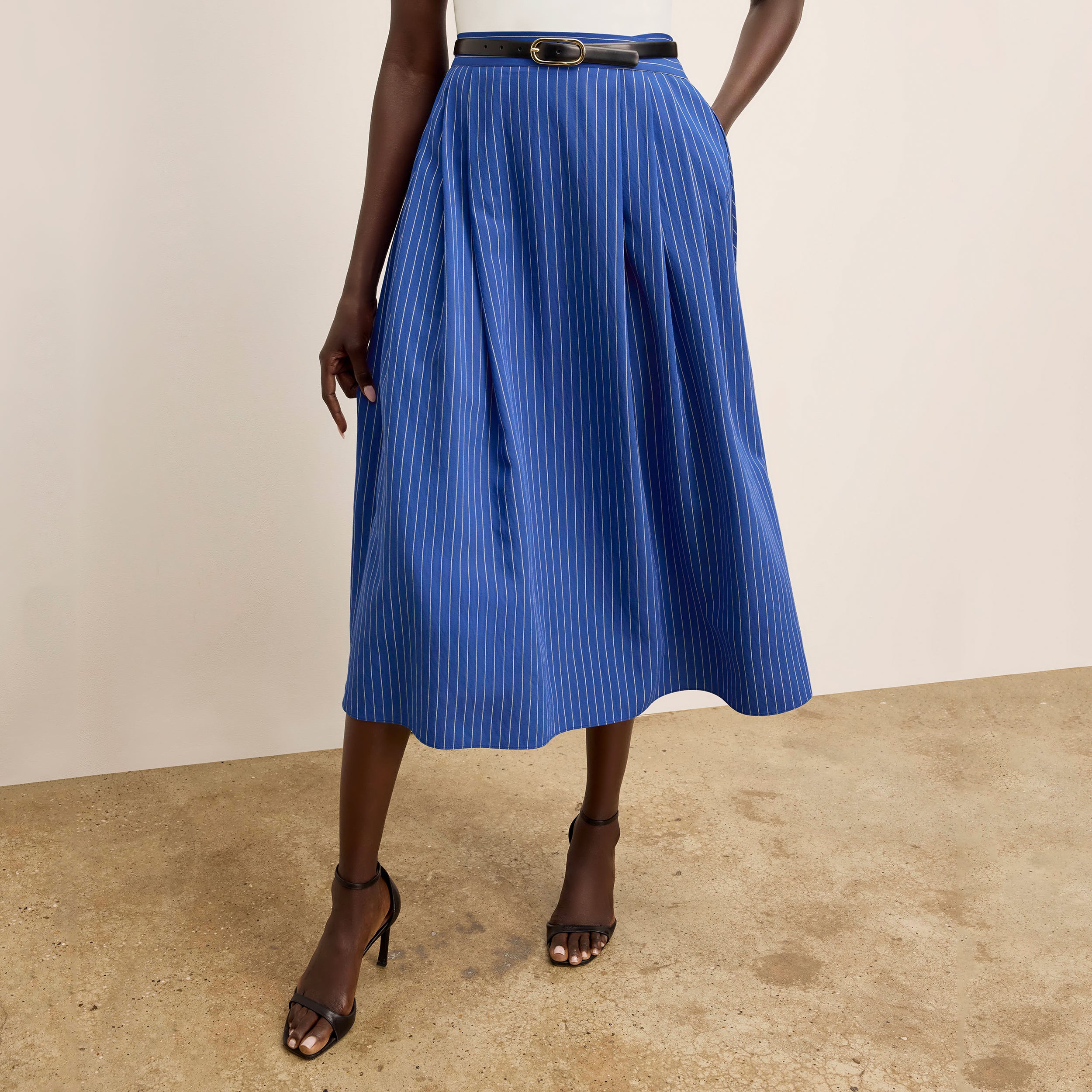 Easton Vacation Skirt - Soft Stripe :: River/Ivory – M.M.LaFleur