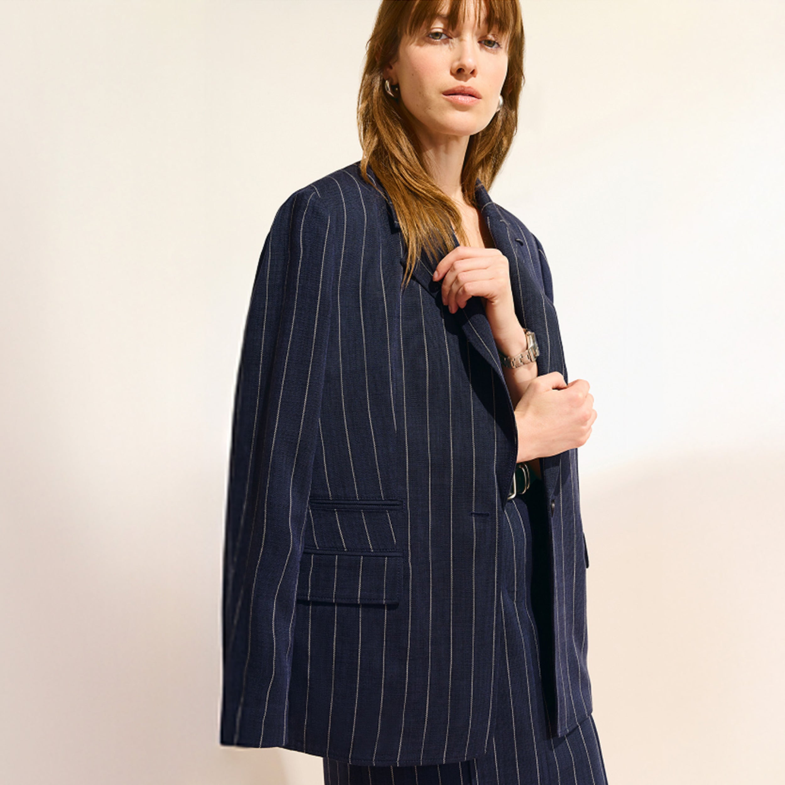Teddy Breeze Jacket - Woven Pinstripe :: Navy/Ivory – M.M.LaFleur