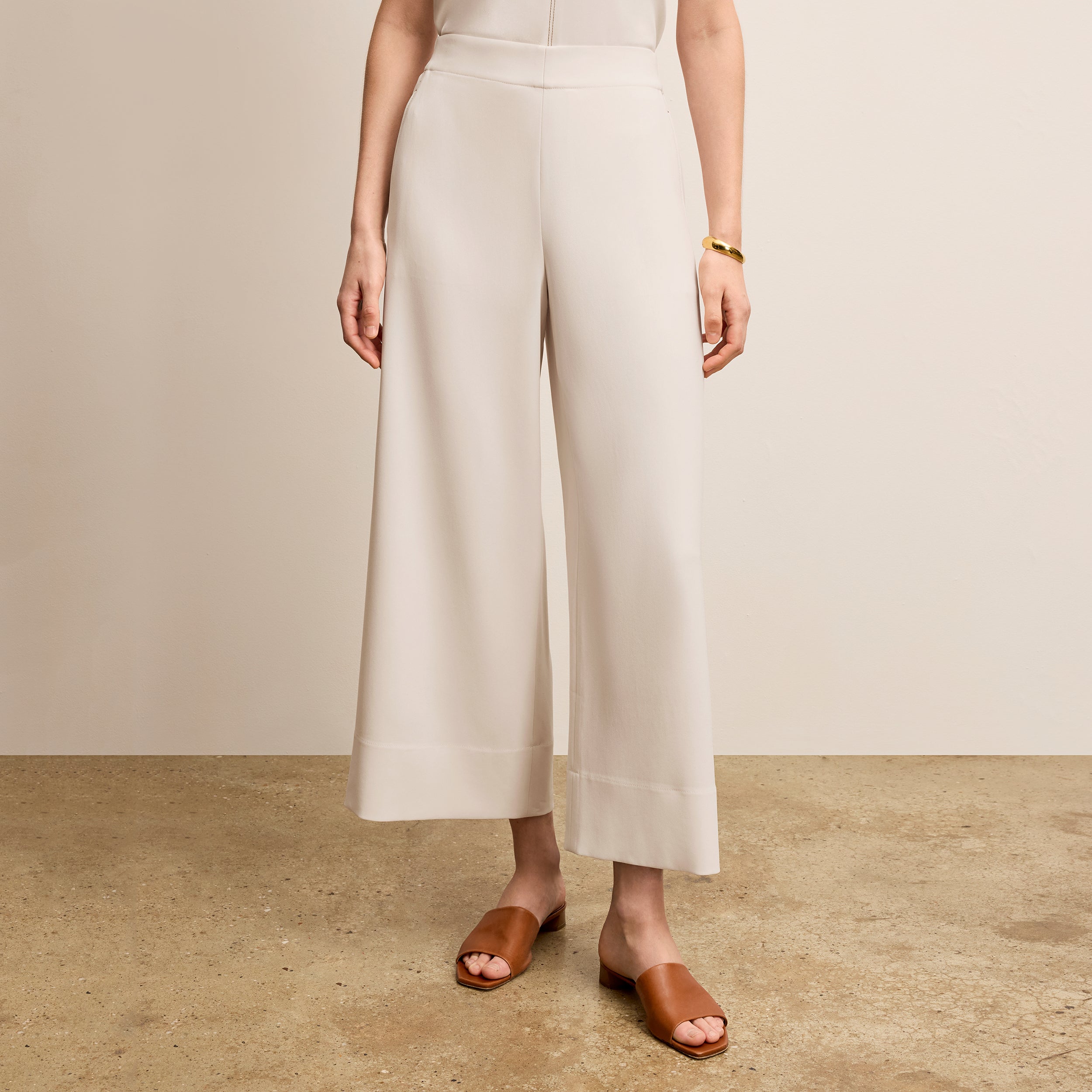 Elena Culotte - Everyday Crepe with Topstitch :: Eggshell – M.M.LaFleur