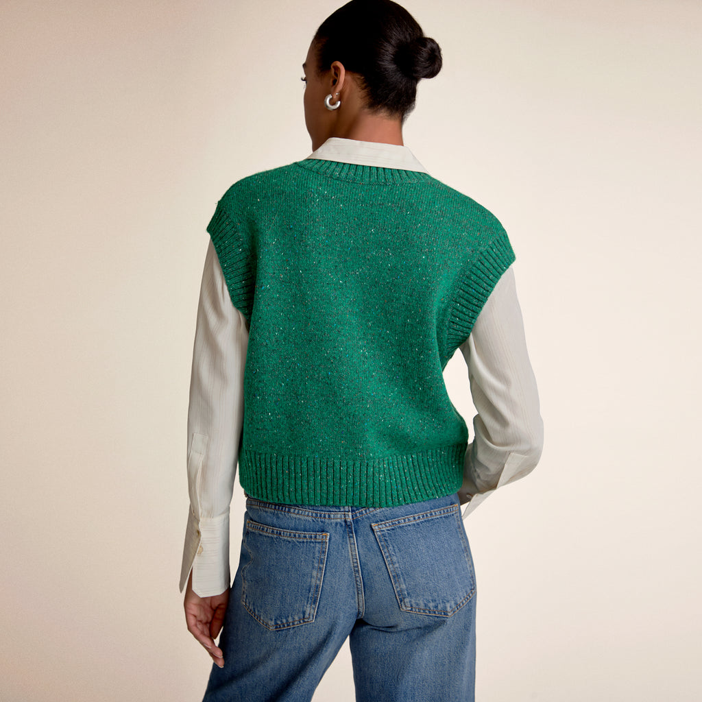 Eloise Sweater Vest - Confetti Wool :: Verdant – M.M.LaFleur