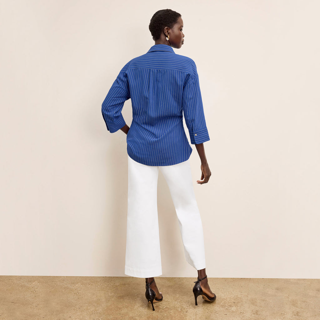 Gia Vacation Top - Soft Stripe :: River/Ivory – M.M.LaFleur