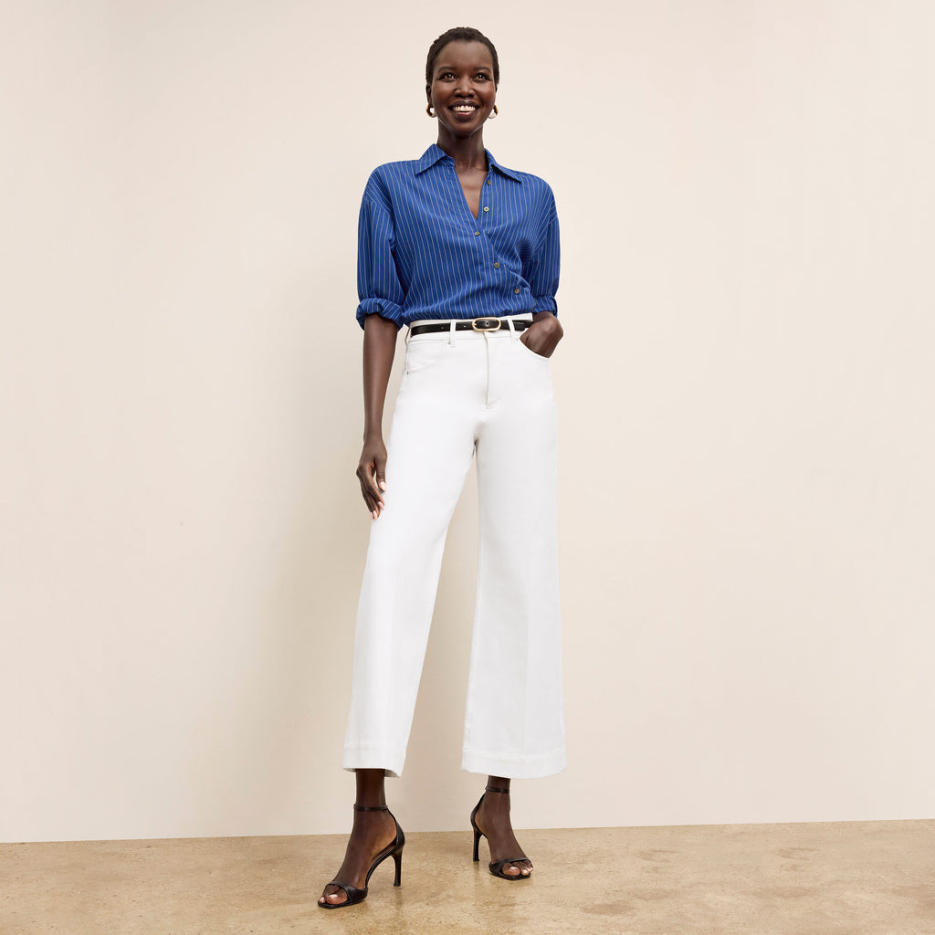 Gia Vacation Top - Soft Stripe :: River/Ivory – M.M.LaFleur