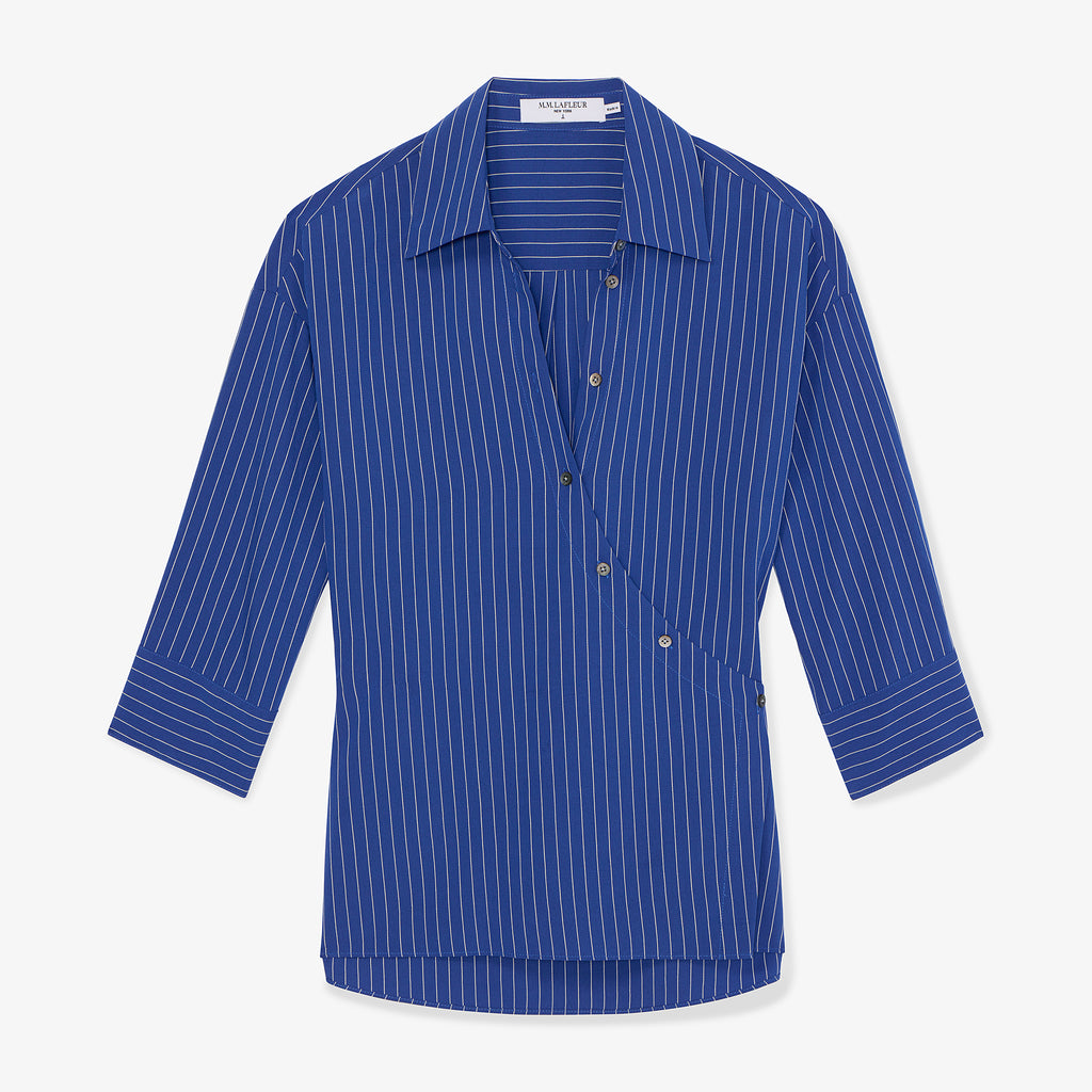 Gia Vacation Top - Soft Stripe :: River/Ivory – M.M.LaFleur