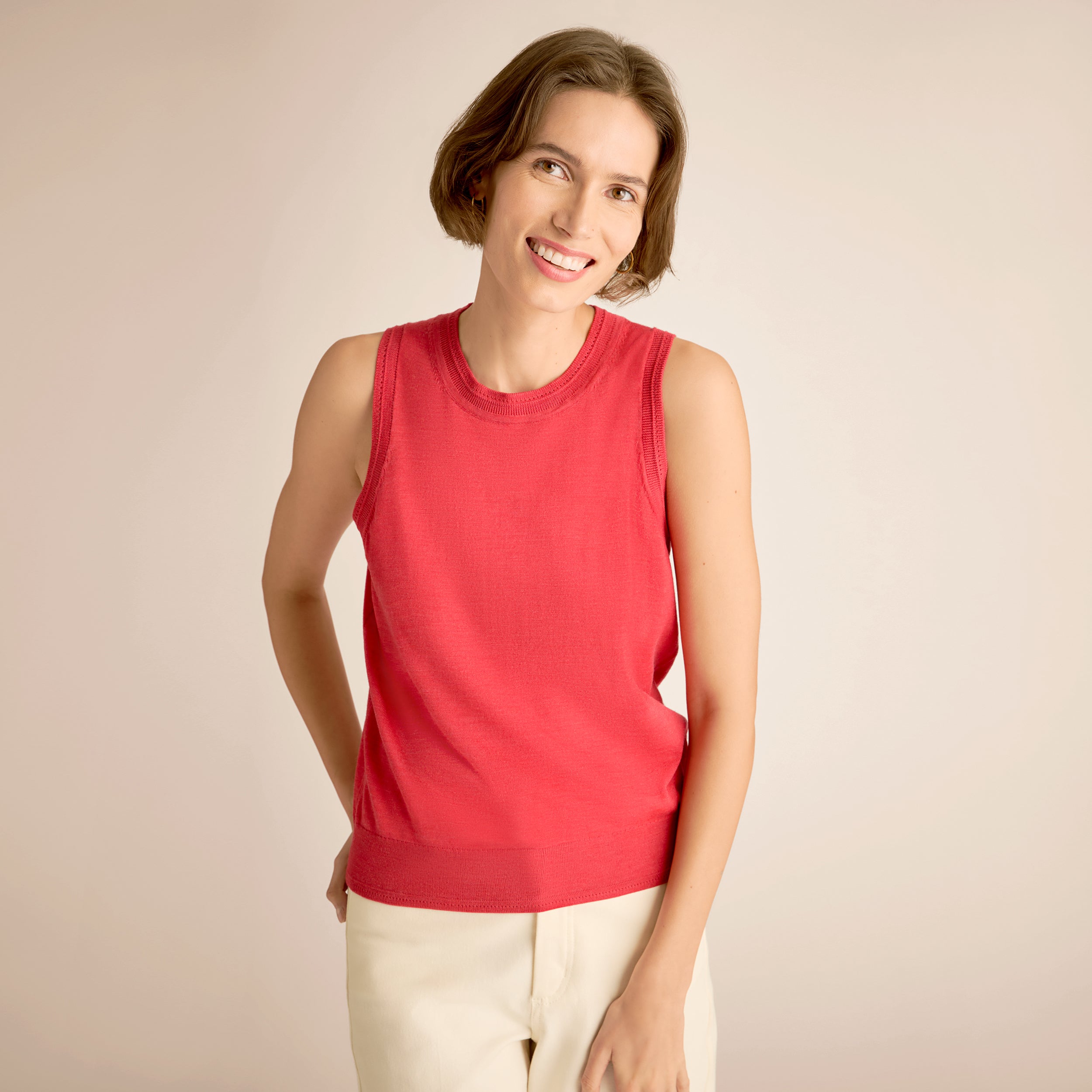 Jamie Pointelle Tank - Light Merino :: Coral – M.M.LaFleur