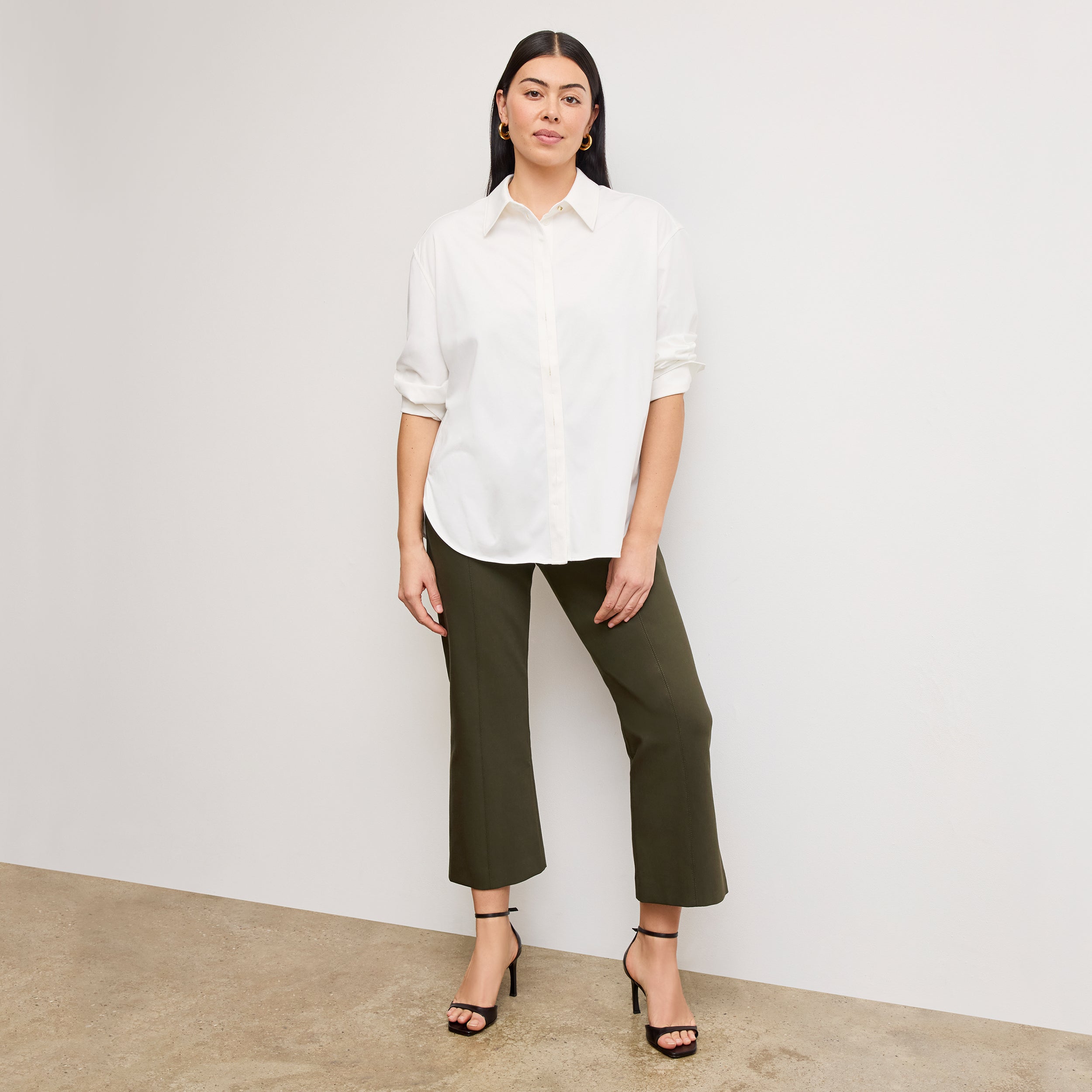 Kick Flare Foster Pant - Eco PowerStretch :: Dark Olive – M.M.LaFleur