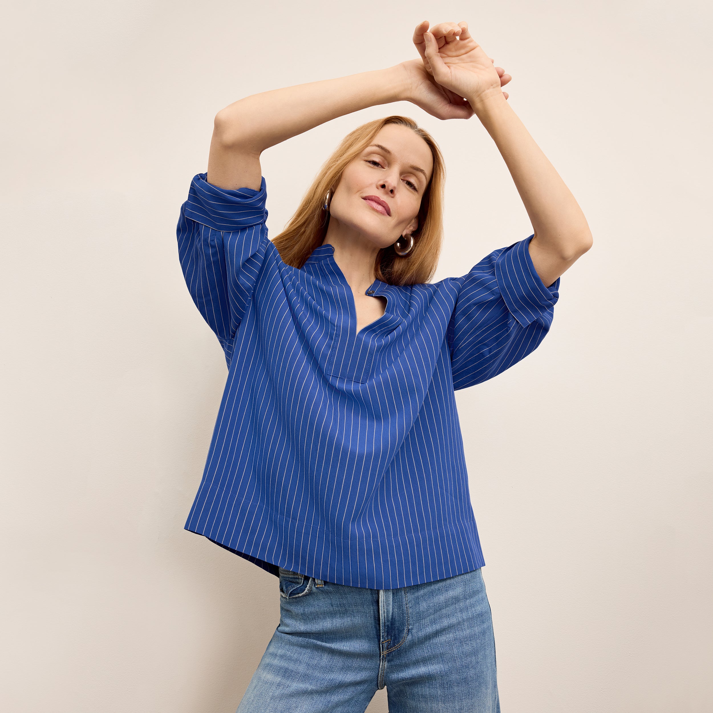 Kylan Vacation Top - Soft Stripe :: River/Ivory – M.M.LaFleur