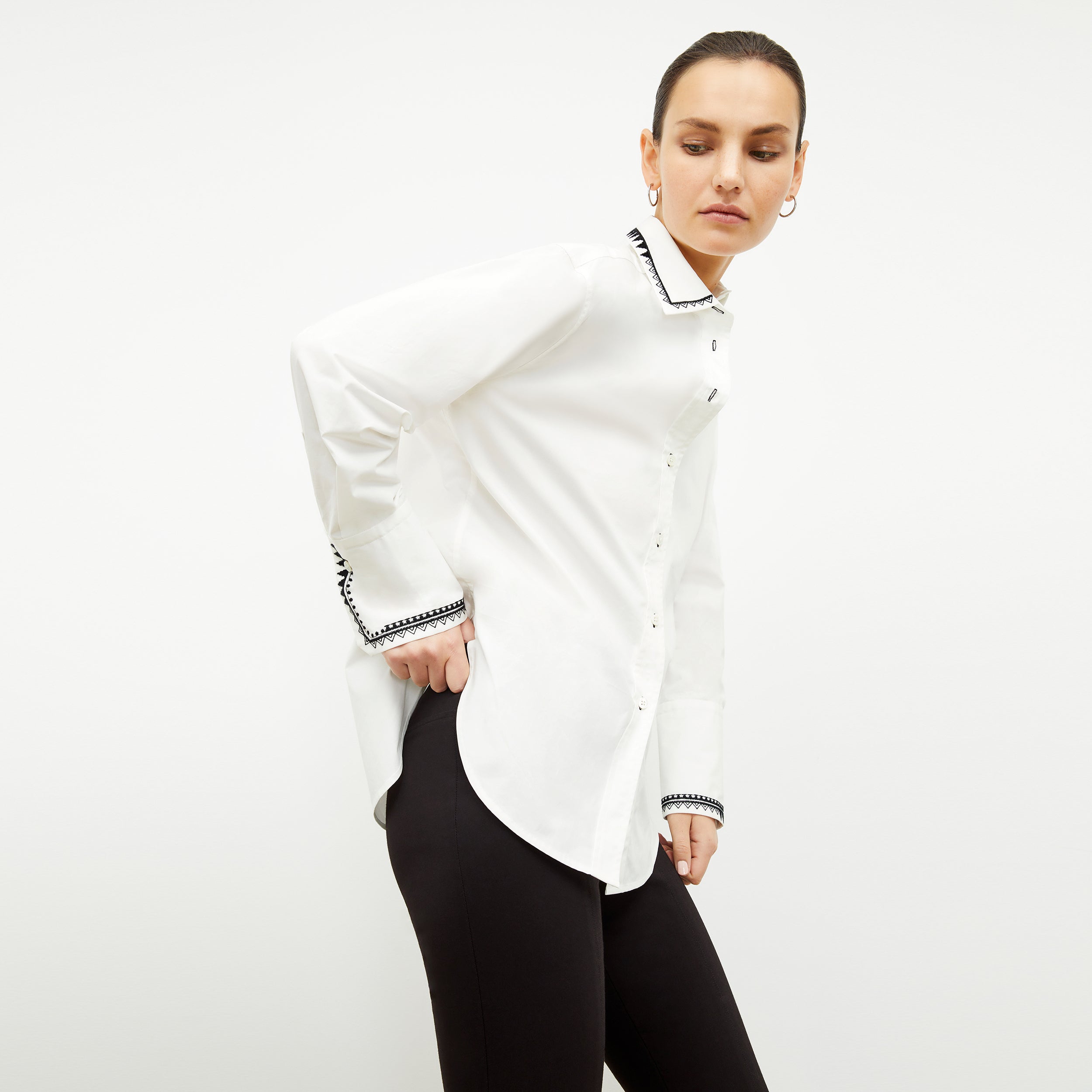 Mila Button-Down - Poplin Embroidery :: White – M.M.LaFleur