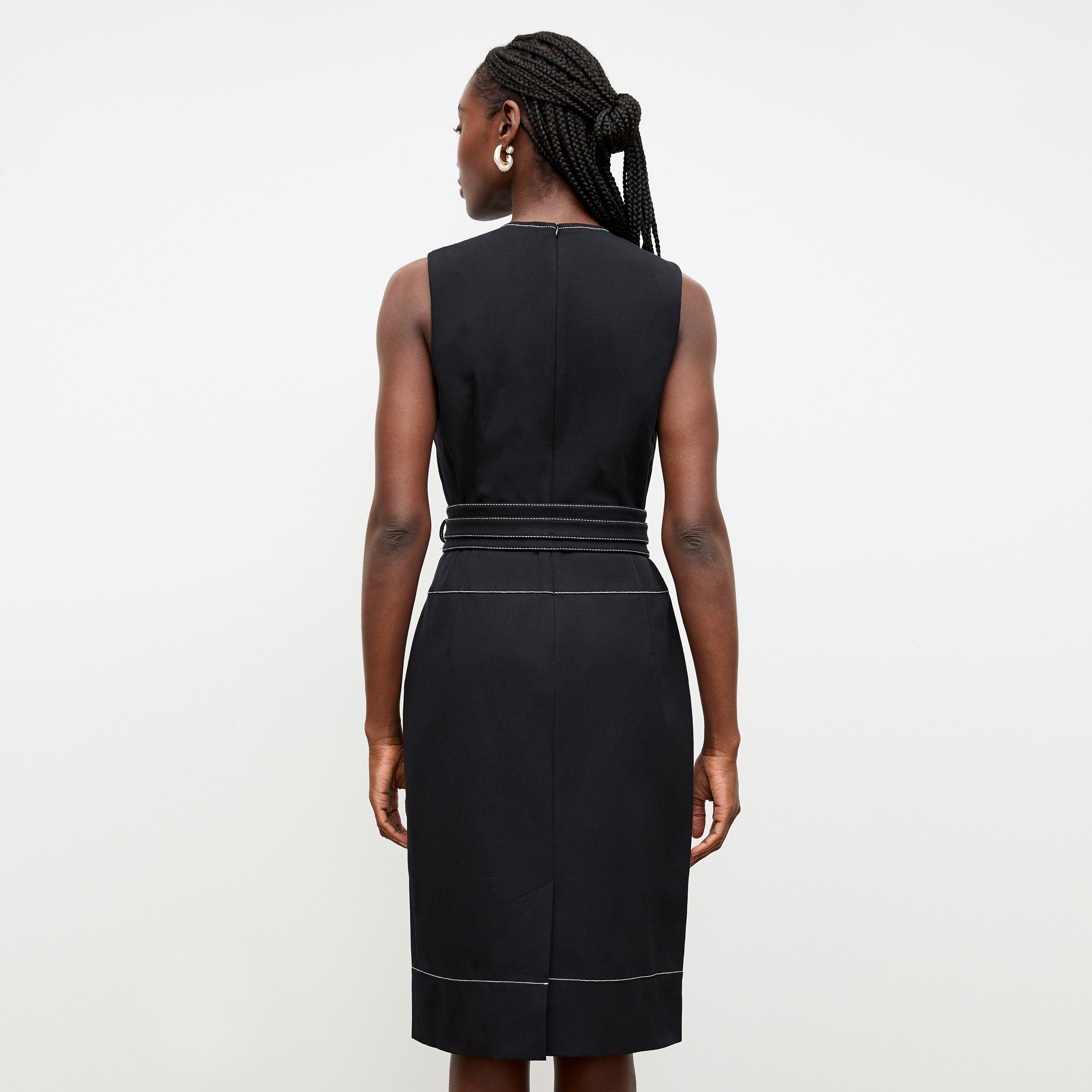 Maude Dress - Contrast Stitch Eco Better Than Denim :: Black – M.M.LaFleur
