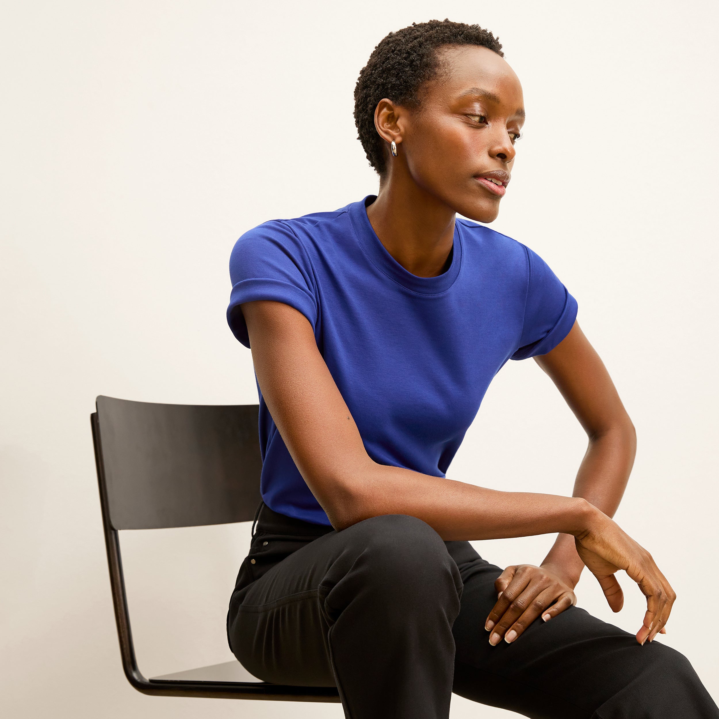 Leslie T-Shirt - Organic Pima Cotton :: Bright Indigo – M.M.LaFleur