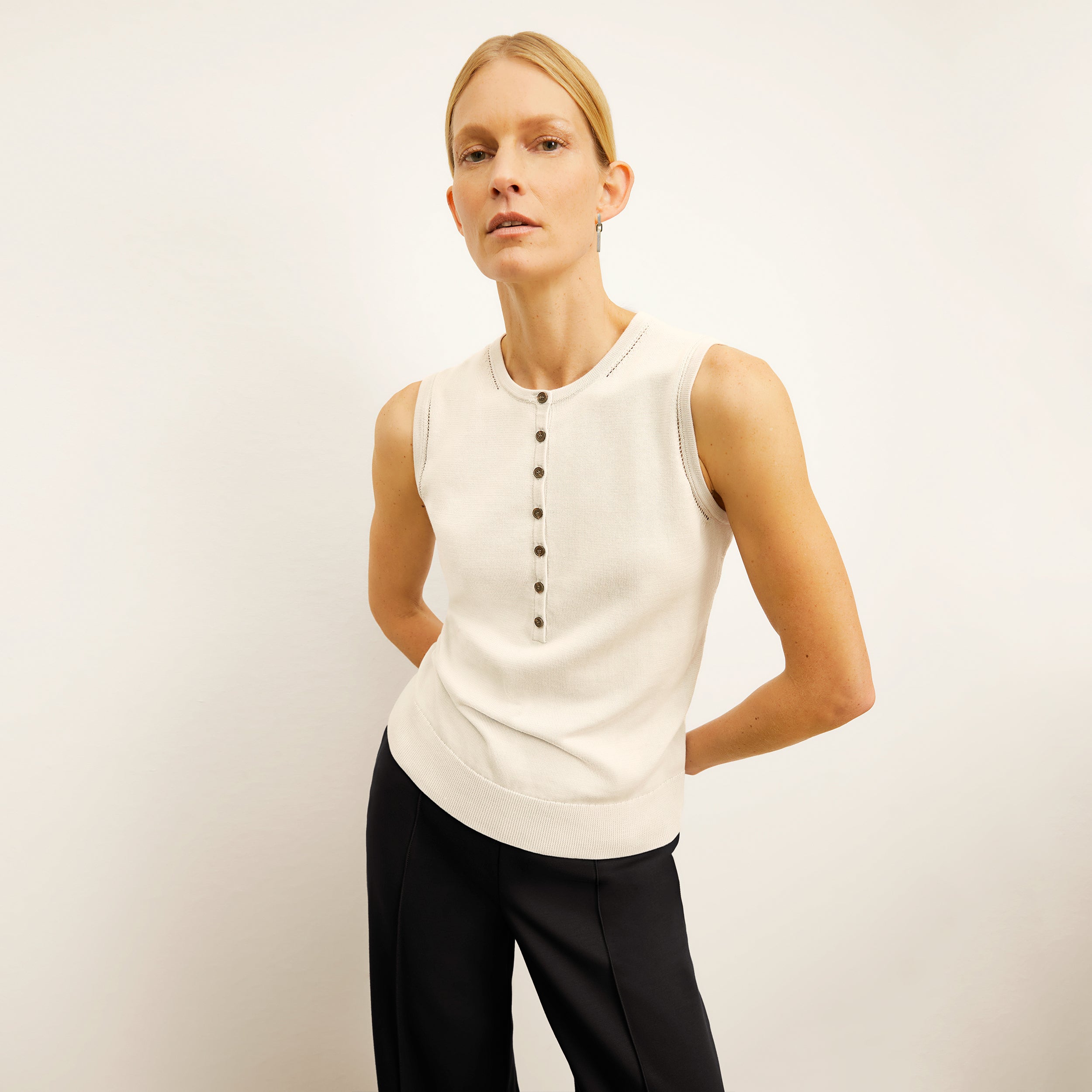 Crimmins Pointelle Tank - Cotton Silk Knit :: Ivory – M.M.LaFleur