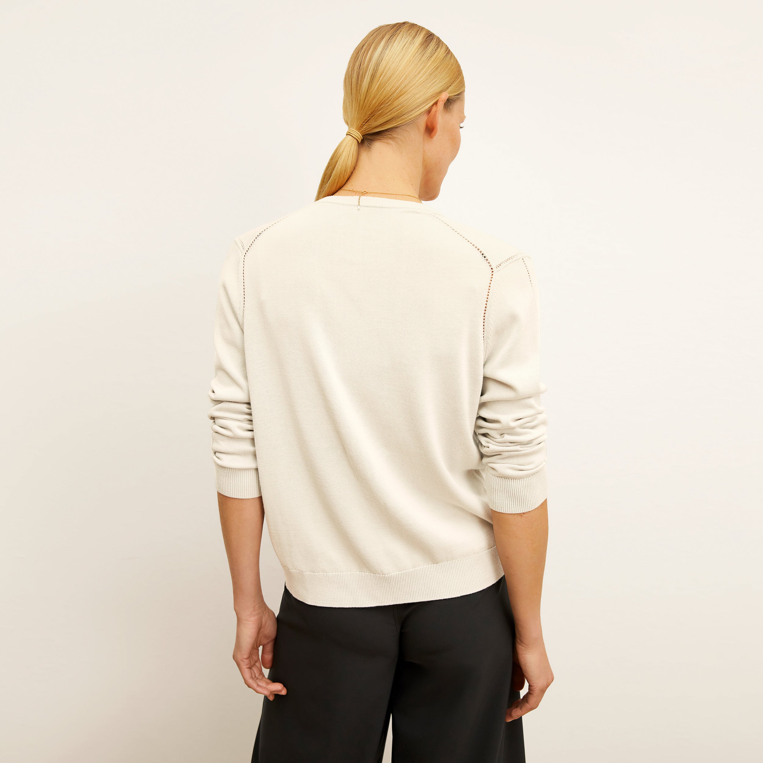 Mel Pointelle Cardigan - Cotton Silk Knit :: Ivory – M.M.LaFleur