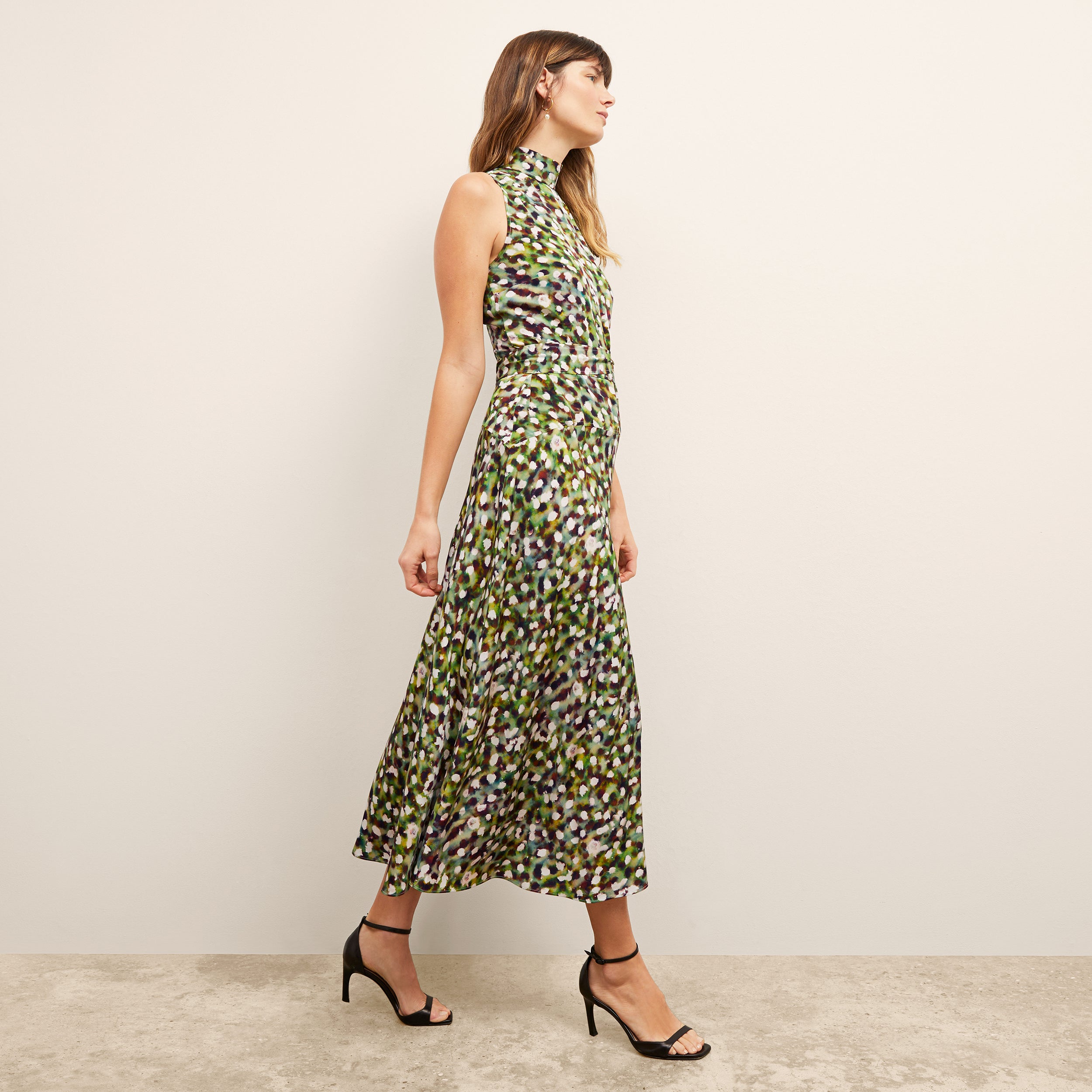Martina Mockneck Dress - Washable Silk :: Spotlight Print – M.M.LaFleur