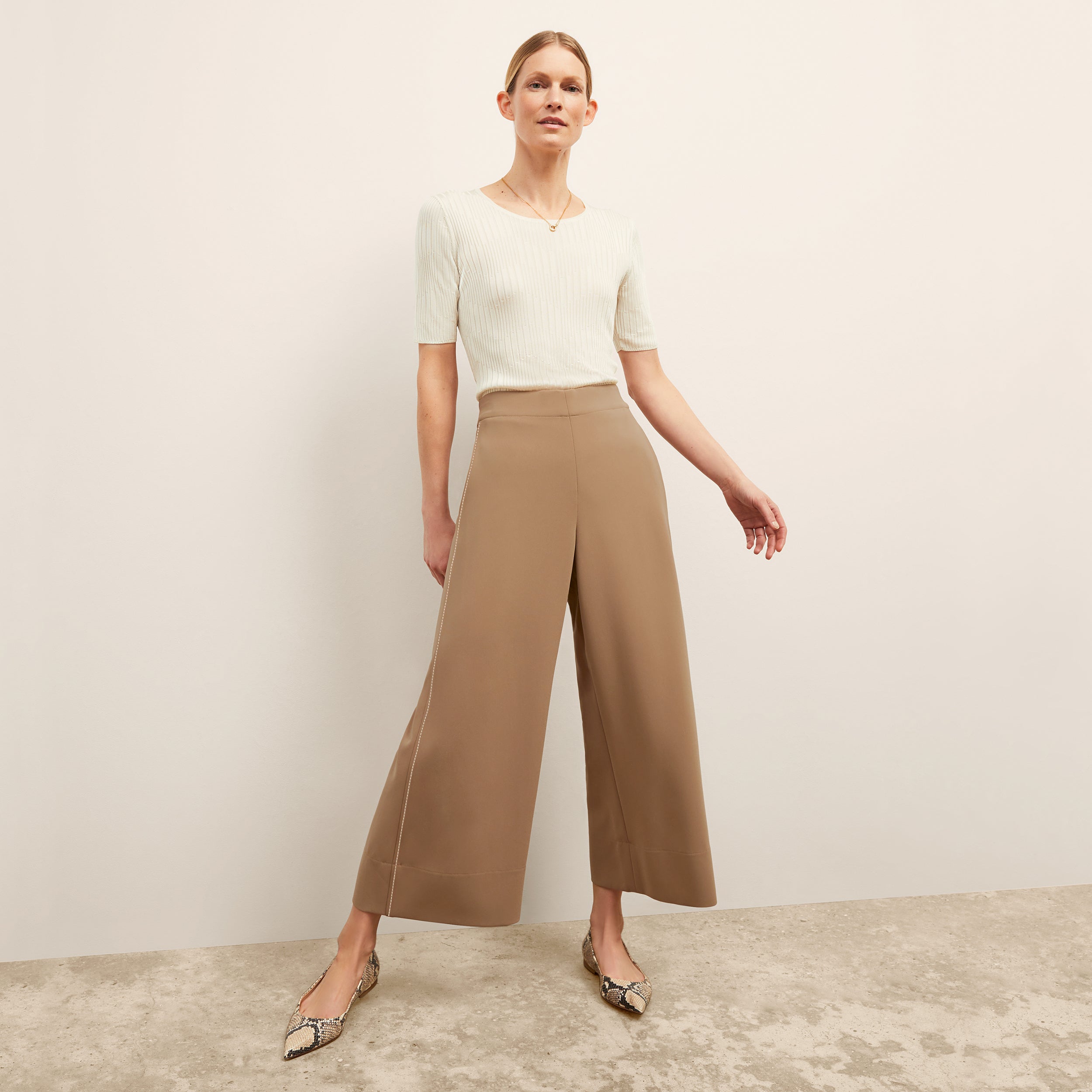 Elena Travel Culotte - Everyday Crepe :: Light Saddle – M.M.LaFleur