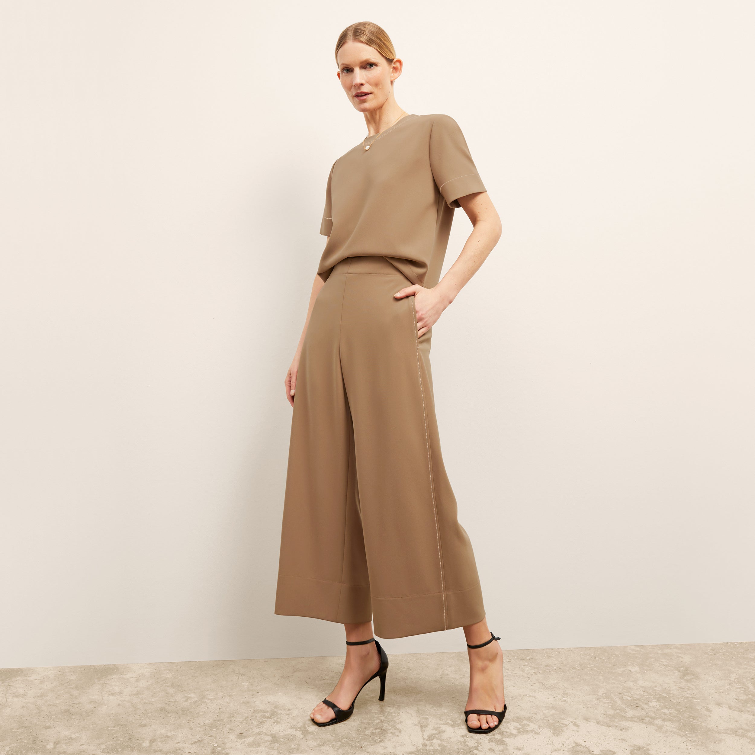 Elena Travel Culotte - Everyday Crepe :: Light Saddle – M.M.LaFleur