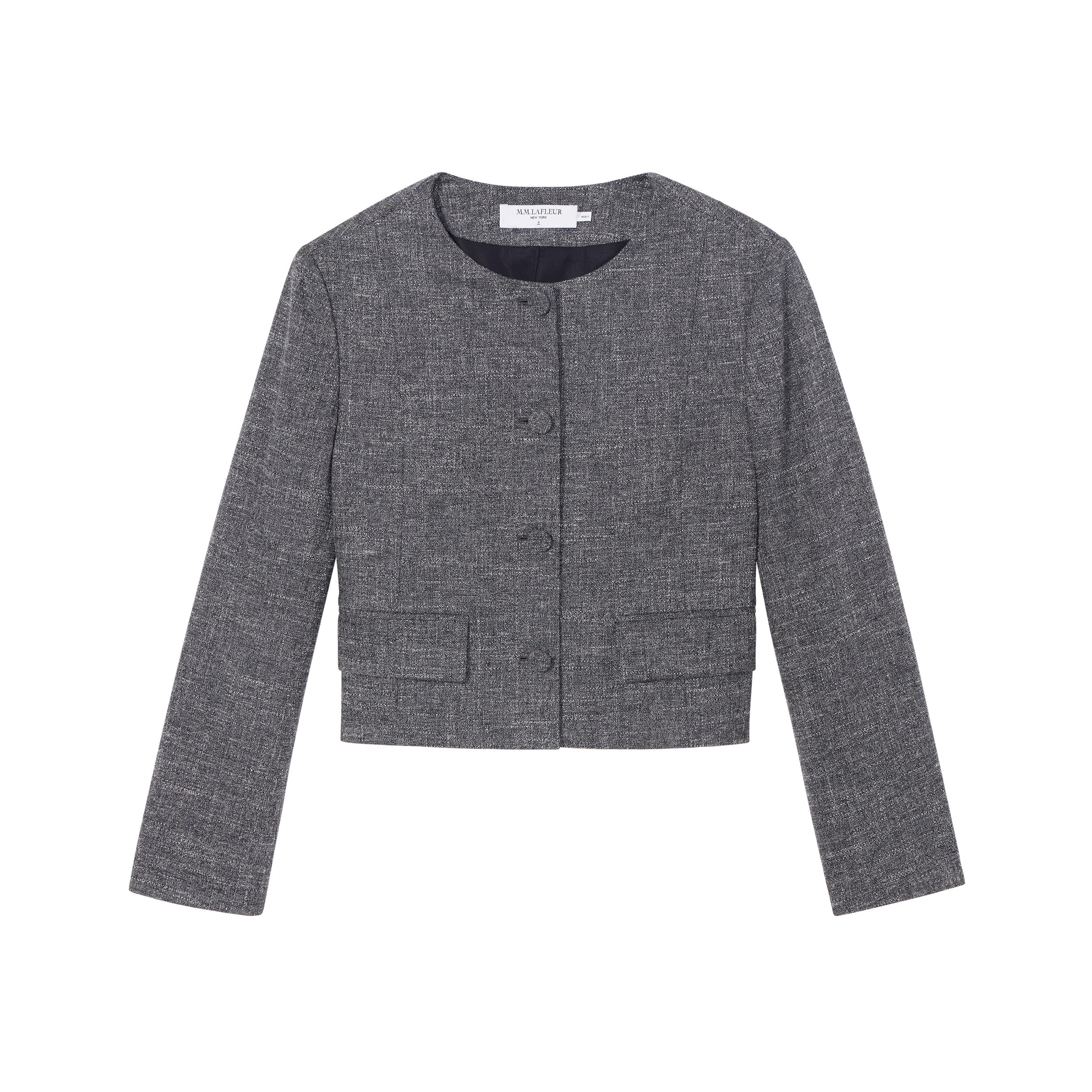 Aniya Crop Jacket - Crosshatch Suiting :: Black/White – M.M.LaFleur