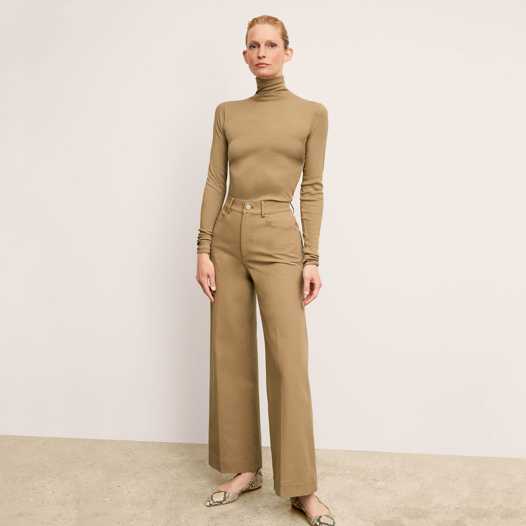 Axam Layering Turtleneck - Organic Ribbed Pima Cotton :: Saddle – M.M ...