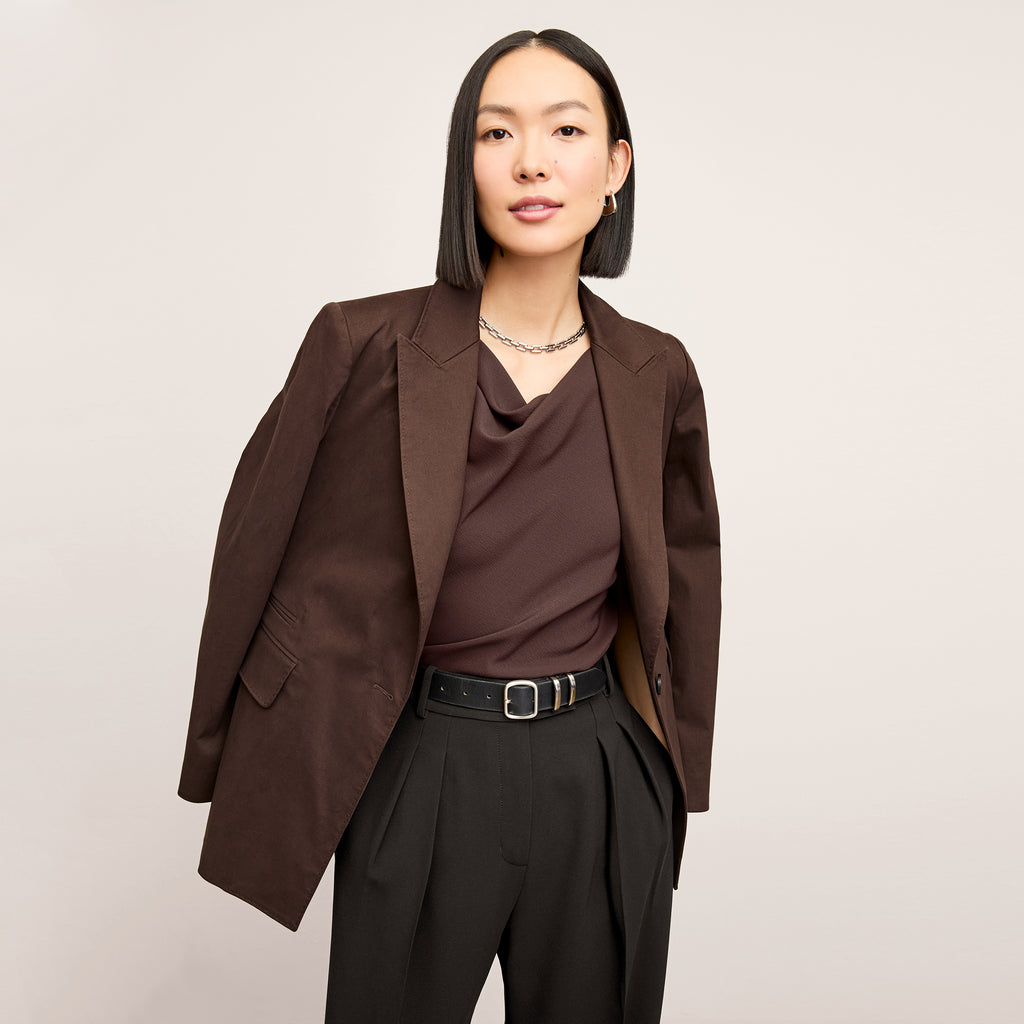 Nora Effortless Blouse - Eco Soft Wave :: Espresso – M.M.LaFleur