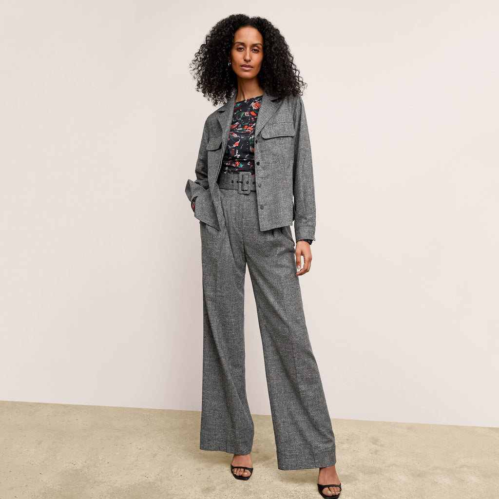 Natalia Shacket - Crosshatch Suiting :: Black/White – M.M.LaFleur