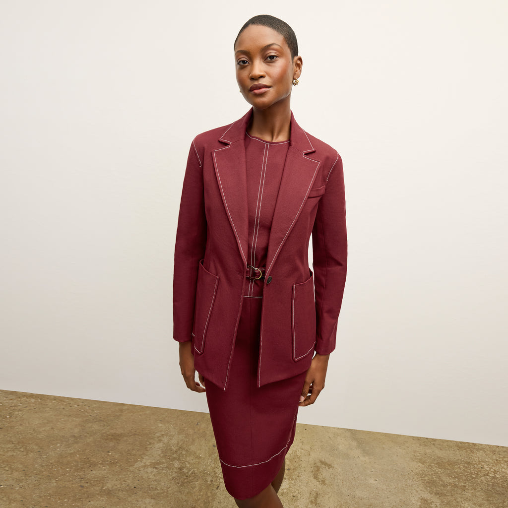 Grenville Jacket - Contrast Stitch Eco Better Than Denim :: Berry Jam ...