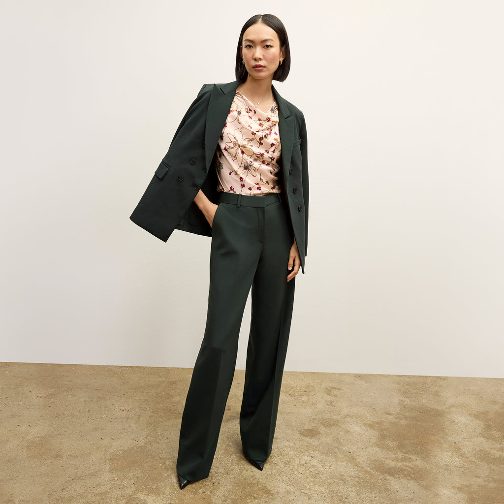 Kati Double-Breasted Blazer - Luxe Flex Suiting :: Dark Emerald – M.M ...