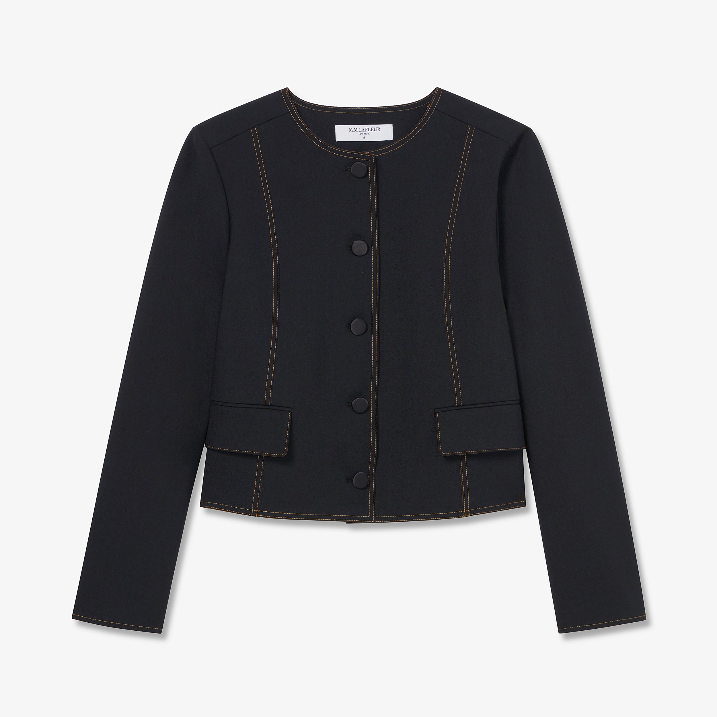 Aniya Crop Jacket - Luxe Wool :: Black/Light Saddle – M.M.LaFleur