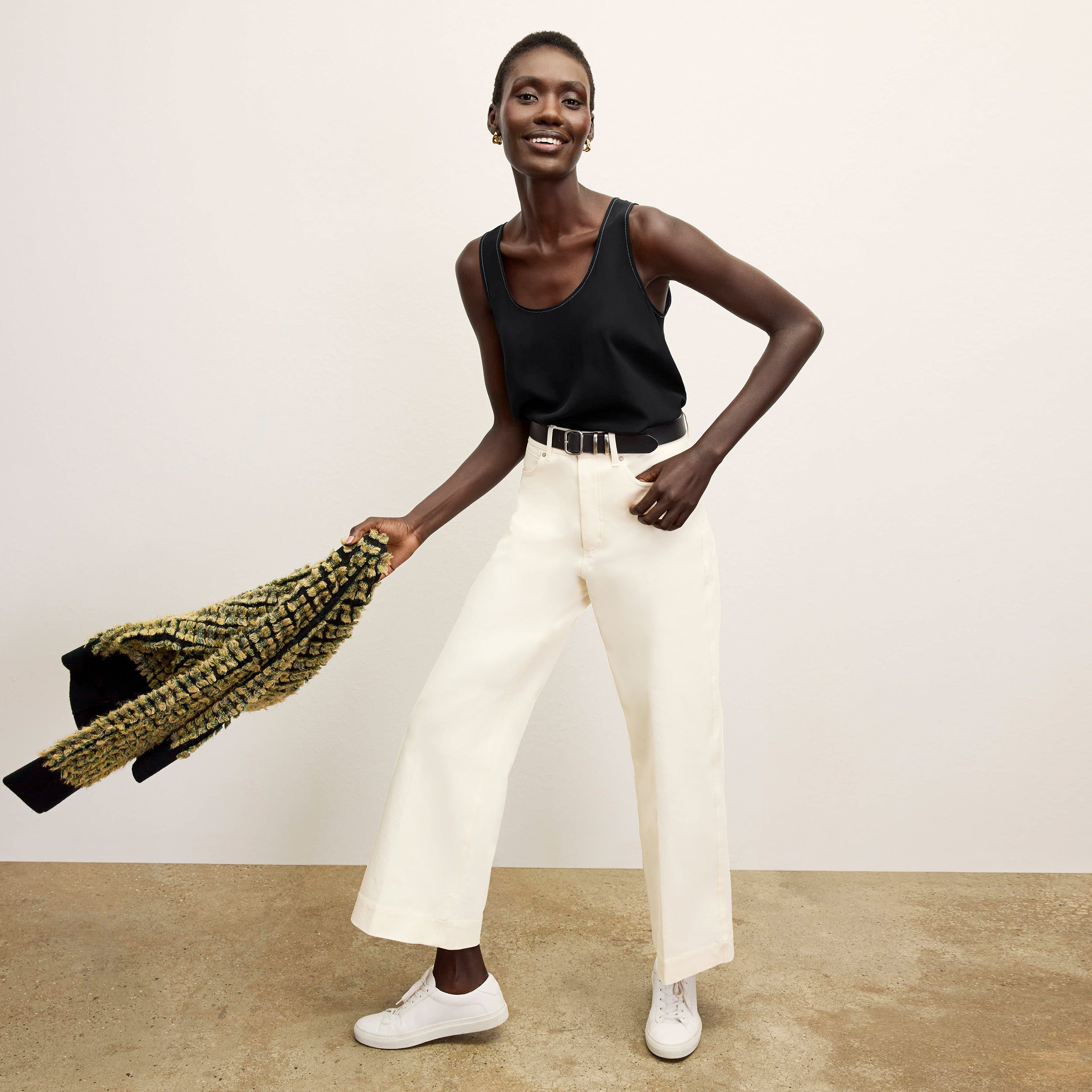 Vicky Tank - Washable Silk Top Stitch :: Black – M.M.LaFleur