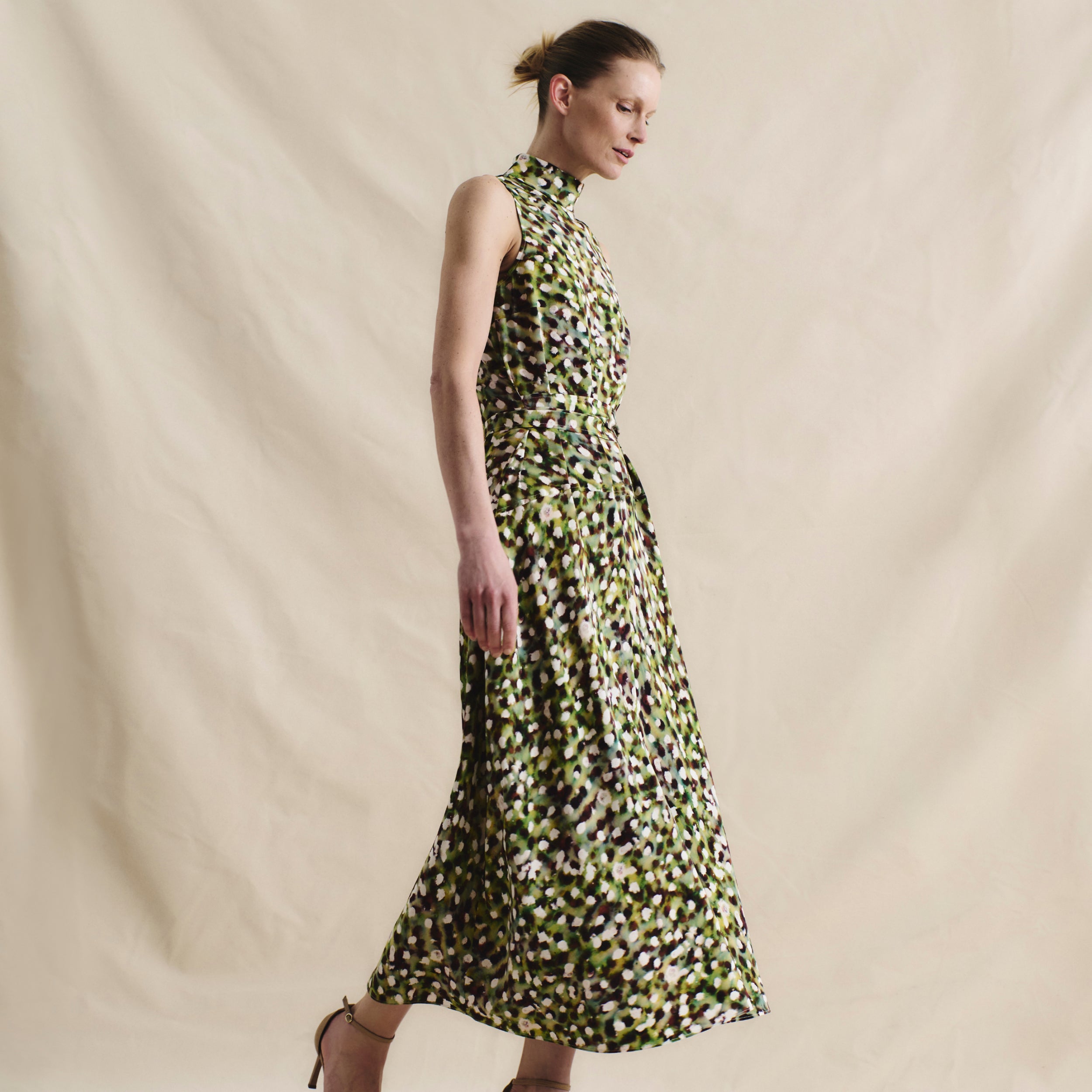 Martina Mockneck Dress - Washable Silk :: Spotlight Print – M.M.LaFleur