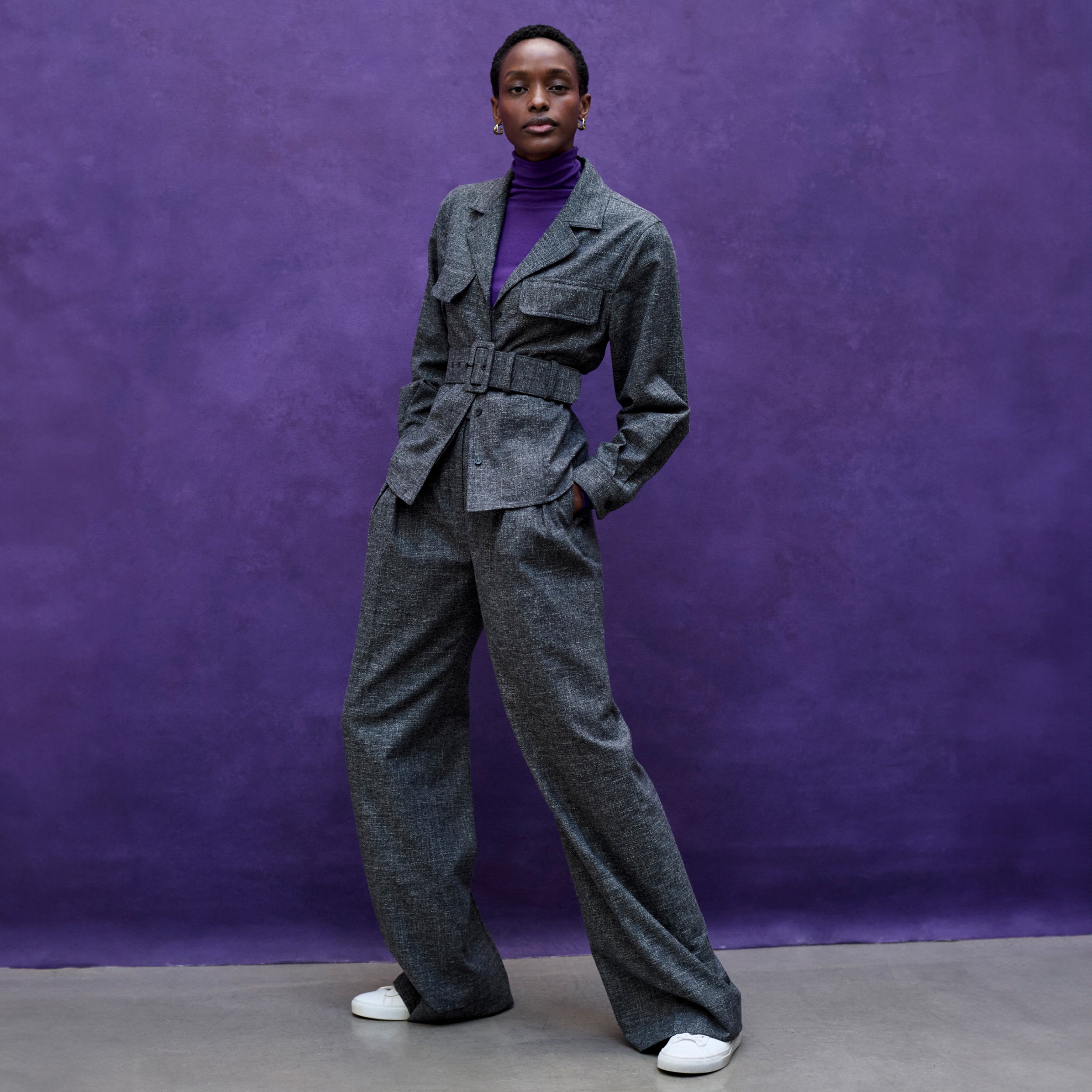 Natalia Shacket - Crosshatch Suiting :: Black/White – M.M.LaFleur