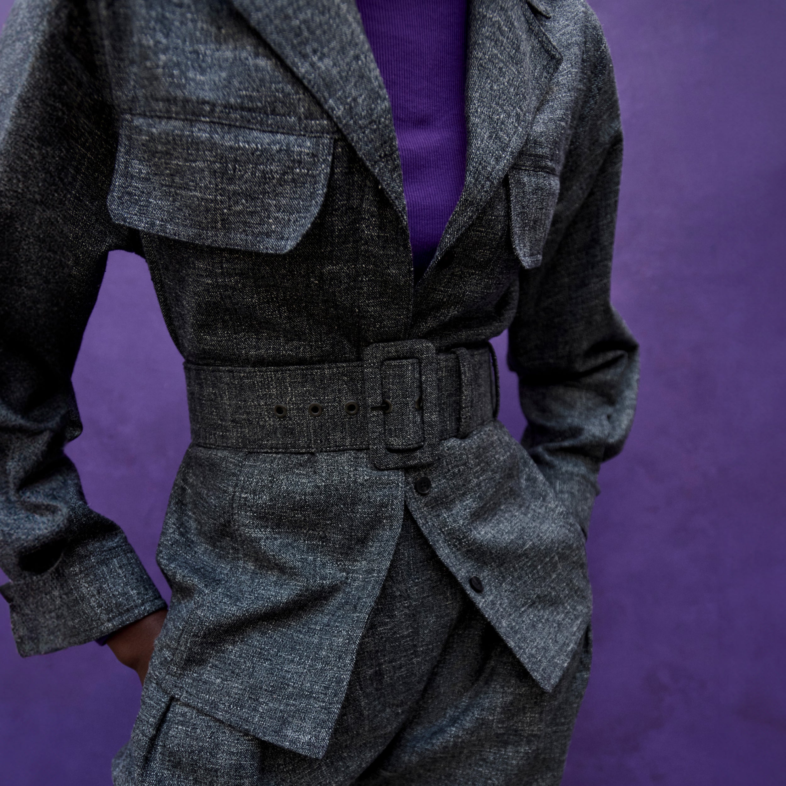 Natalia Shacket - Crosshatch Suiting :: Black/White – M.M.LaFleur