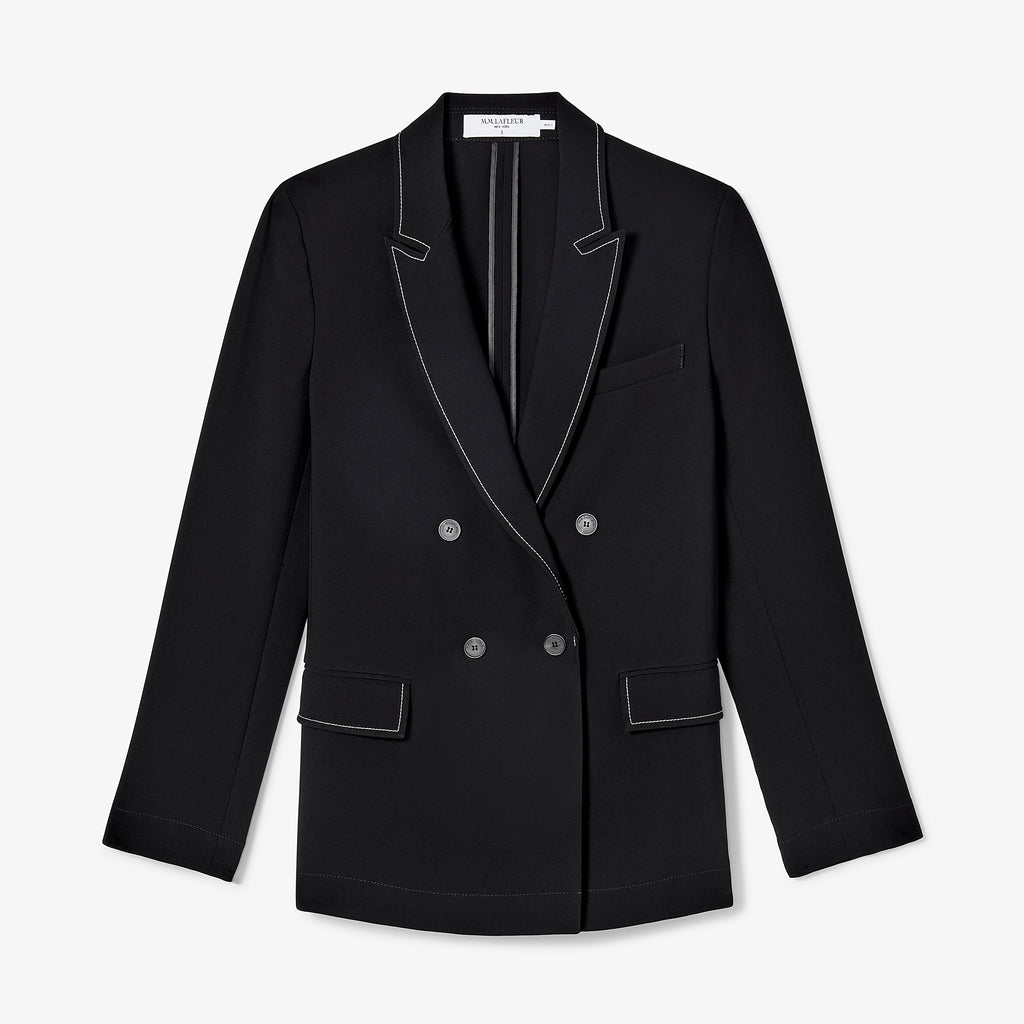 O'Hara Boyfriend Blazer - Everyday Crepe with Topstitch :: Black – M.M ...