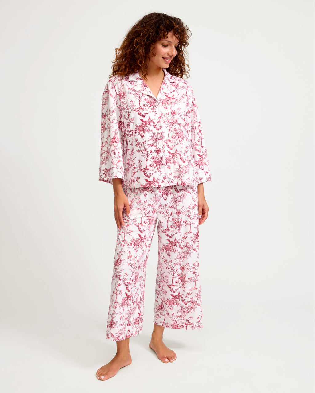 The Olivia Wide Leg Pima Pajama Set in Red Timeless Toile – M.M.LaFleur