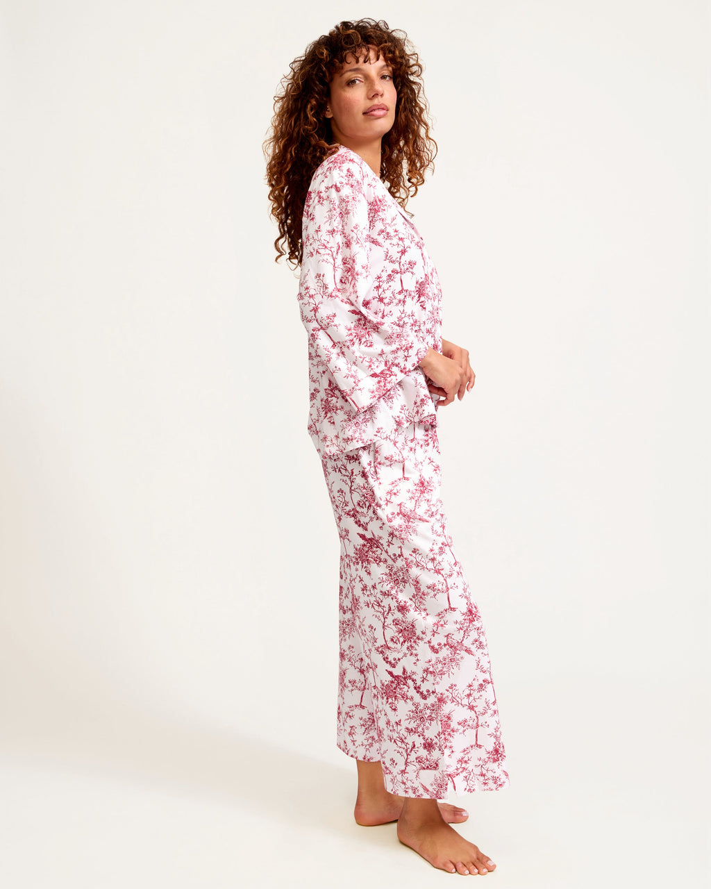 The Olivia Wide Leg Pima Pajama Set in Red Timeless Toile – M.M.LaFleur