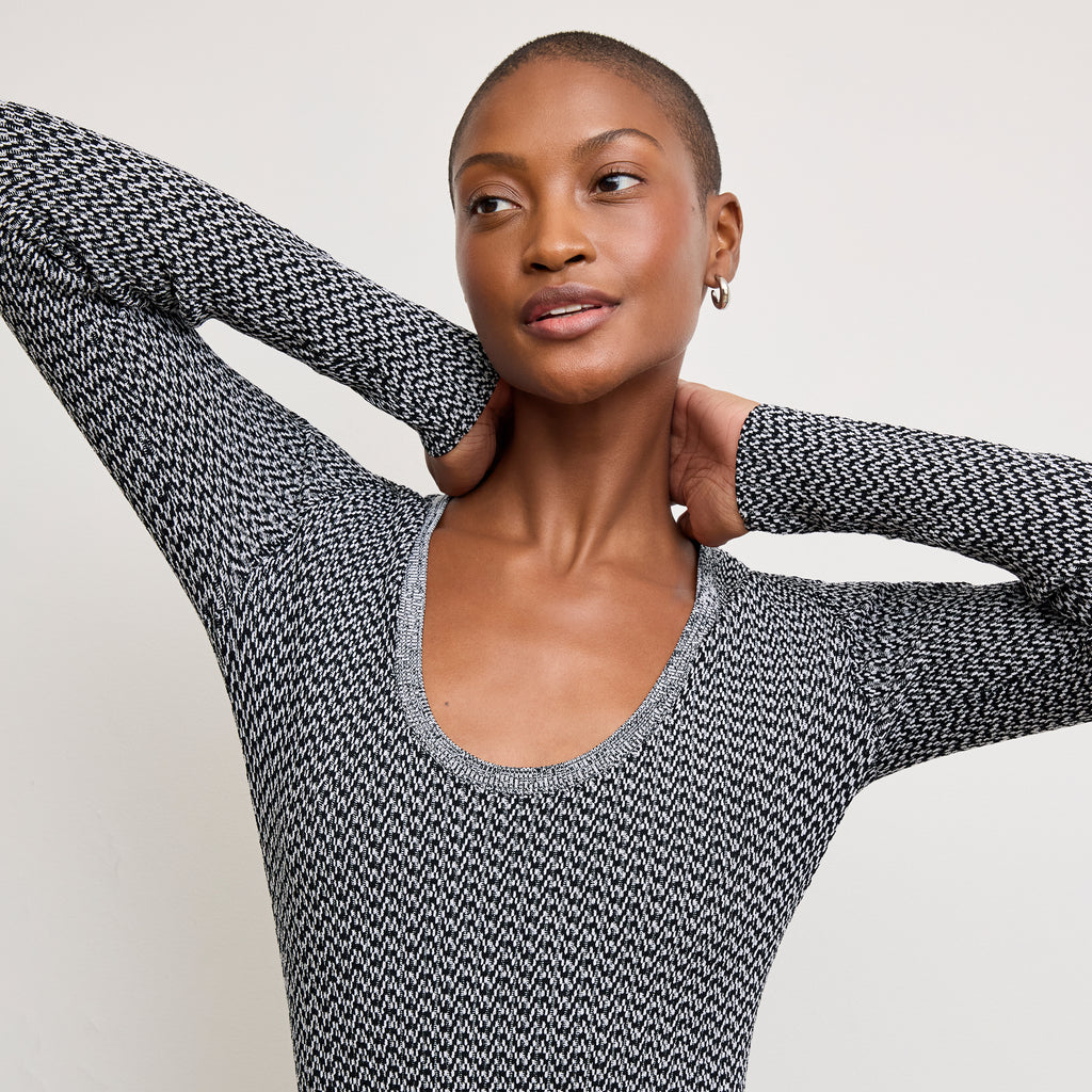 Rae Day-to-Night Top - Mini Chevron Knit :: Black/White – M.M.LaFleur