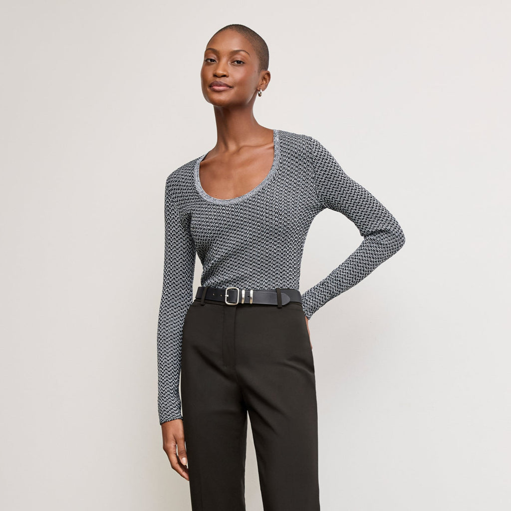 Rae Day-to-Night Top - Mini Chevron Knit :: Black/White – M.M.LaFleur