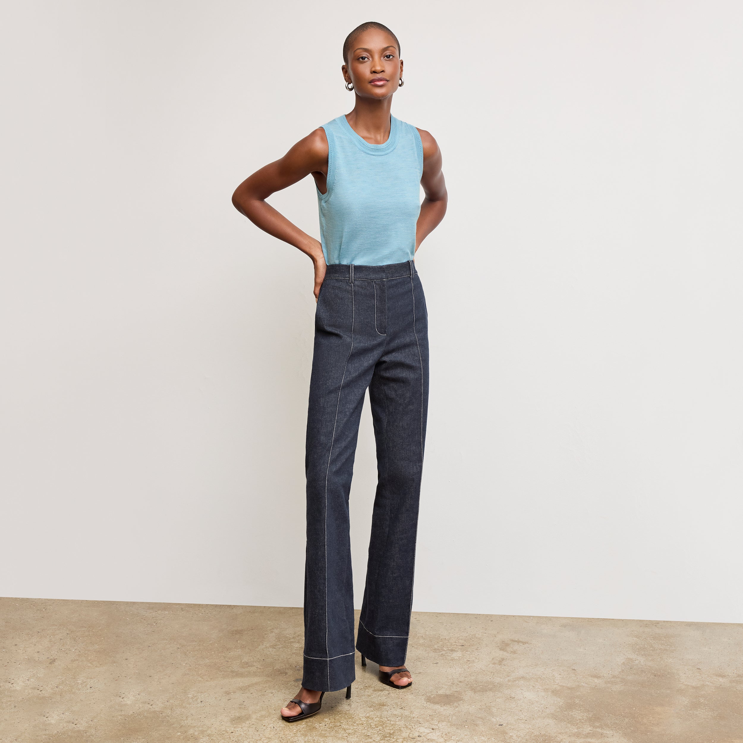 Jamie Pointelle Tank - Light Merino :: Morning Sky – M.M.LaFleur