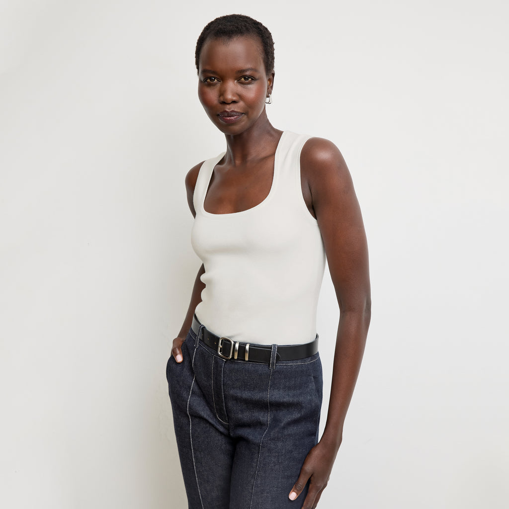 Sabine Sculptural Tank - Eco 365Knit :: Ivory – M.M.LaFleur