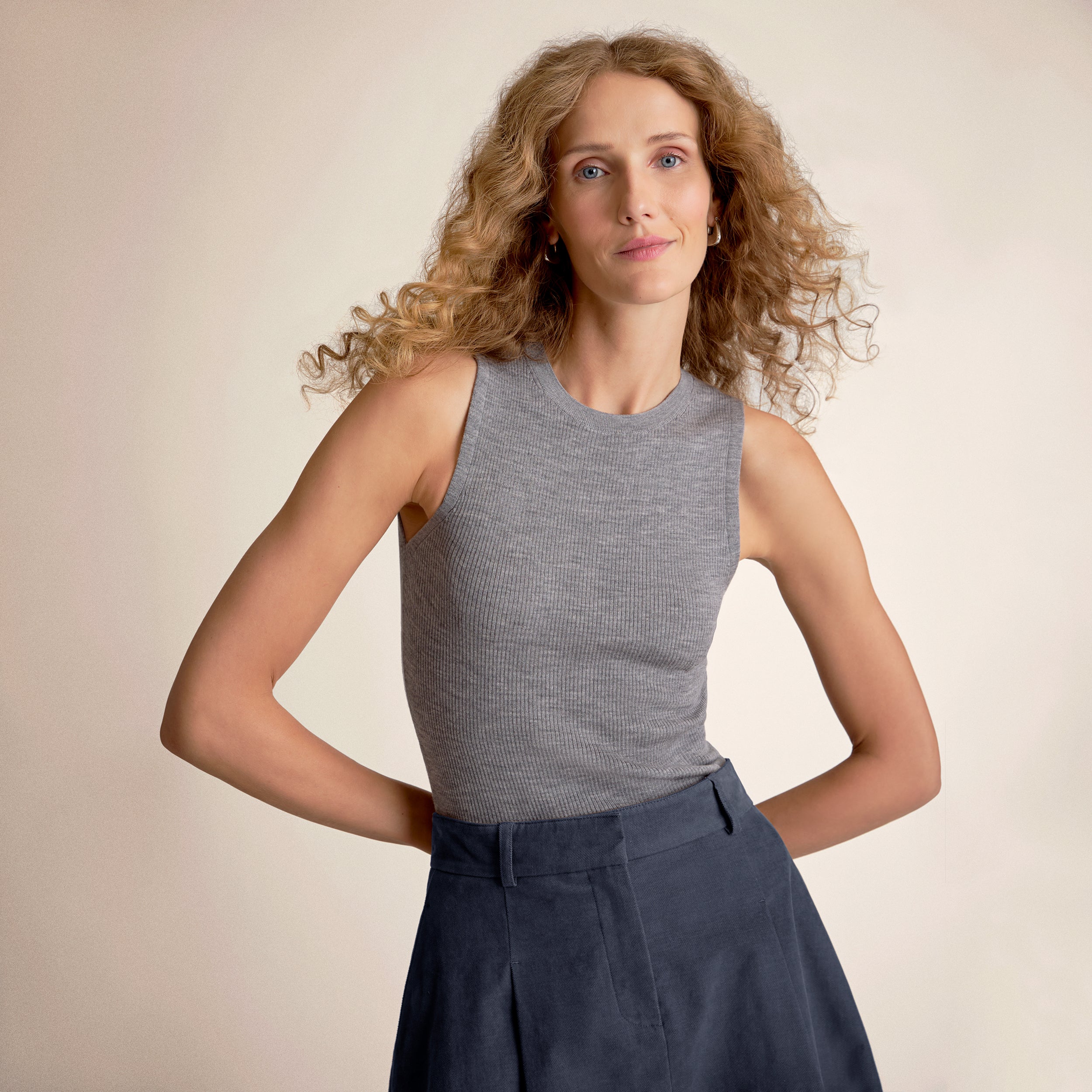 Trina Wool Shell Top - Ribbed Merino :: Gray Melange – M.M.LaFleur