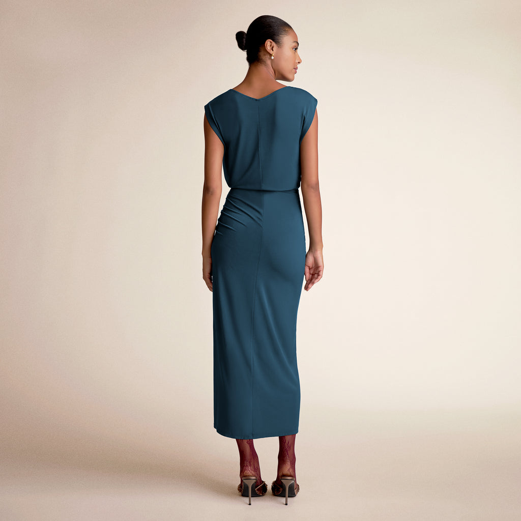 Zita Drape Dress - Light Jersey :: Moroccan Blue – M.M.LaFleur