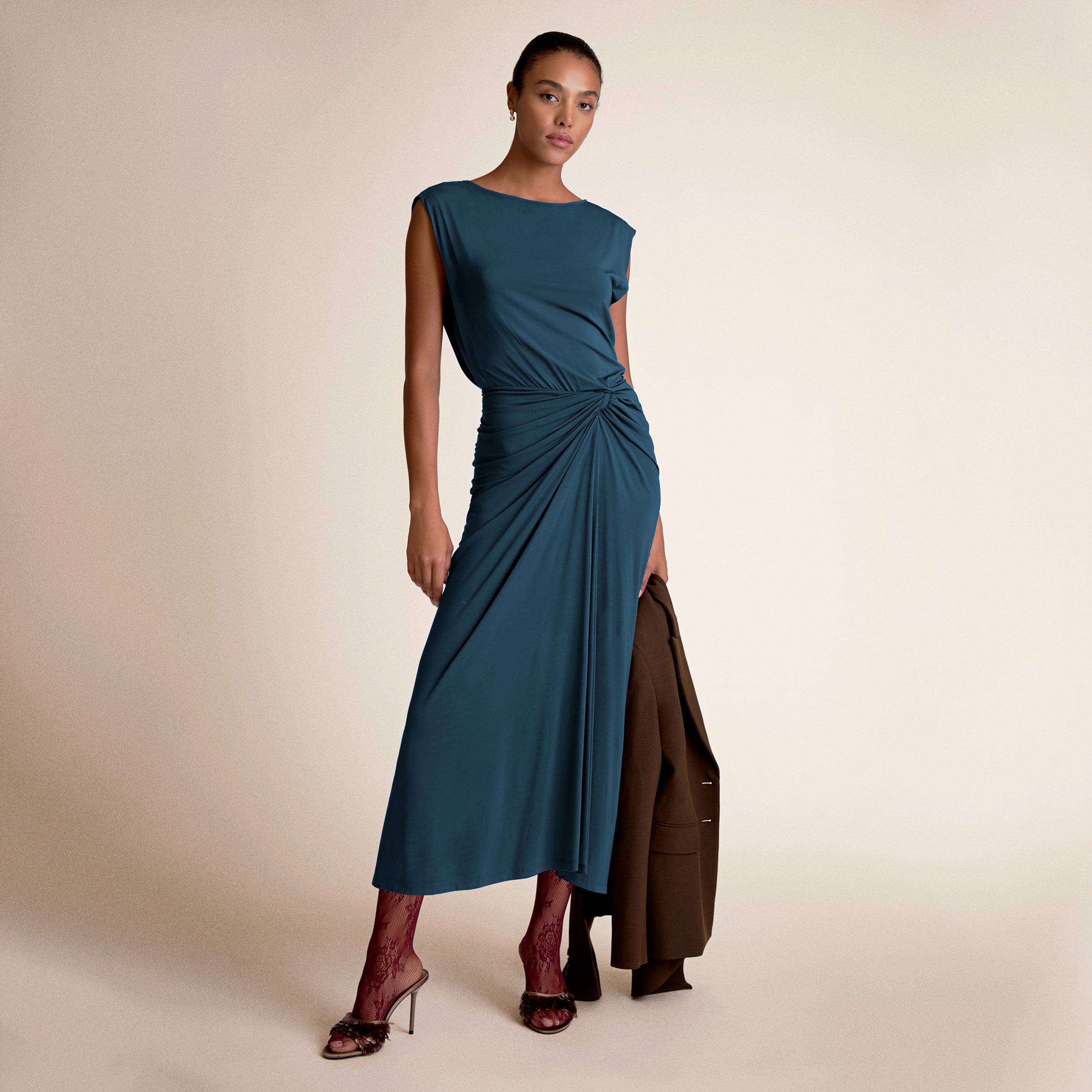 Zita Drape Dress - Light Jersey :: Moroccan Blue – M.M.LaFleur