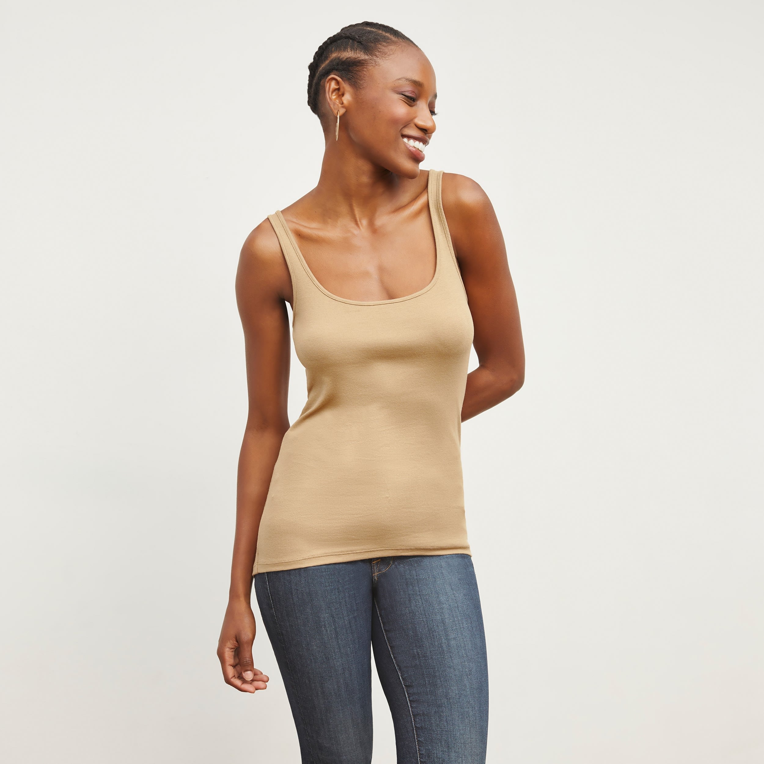 Cameron Tank - Ribbed Pima Cotton :: Camel – M.M.LaFleur