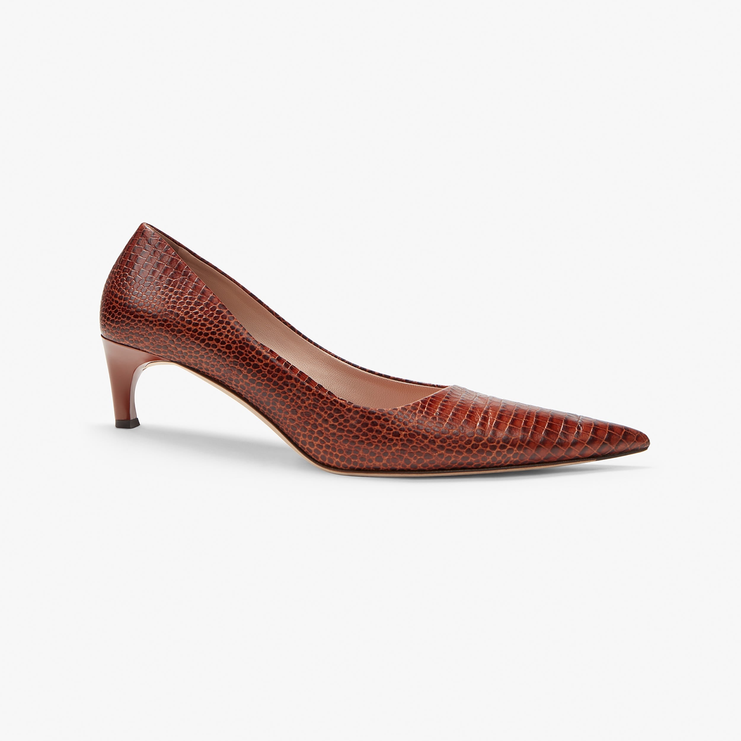Lillian Pump - Mini Embossed Croc :: Brown – M.M.LaFleur
