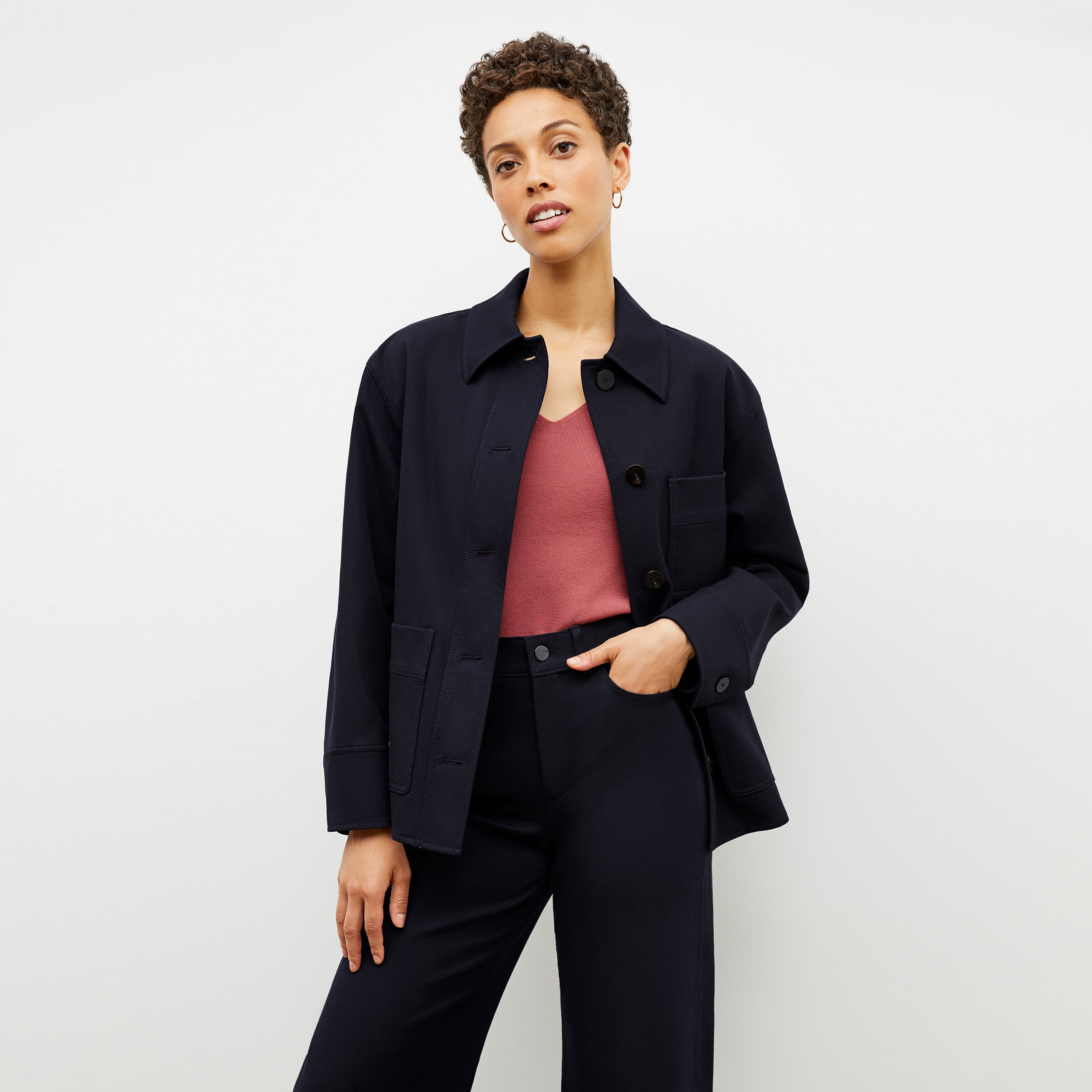 Steffi Jacket - Eco Better Than Denim with Sherpa :: Ink – M.M.LaFleur