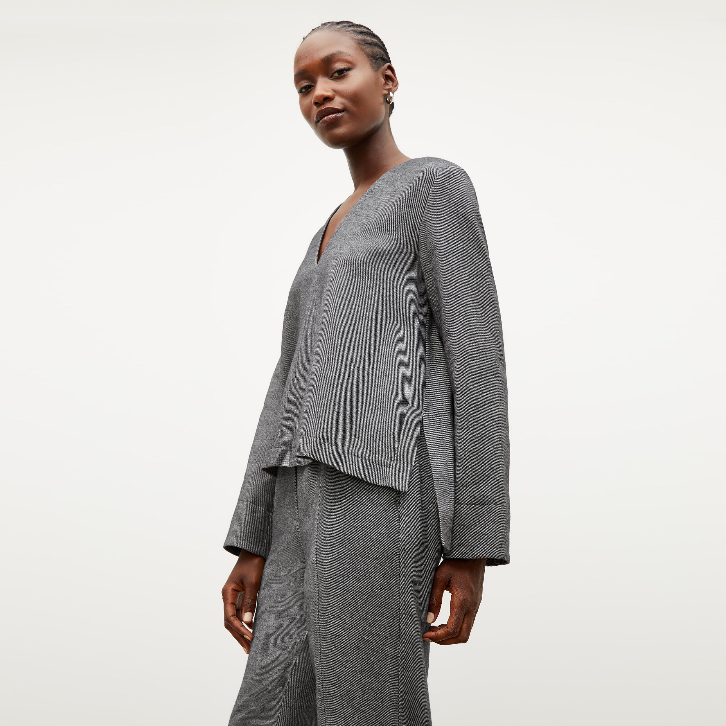 Annette Top - Flannel Twill :: Charcoal Melange – M.M.LaFleur