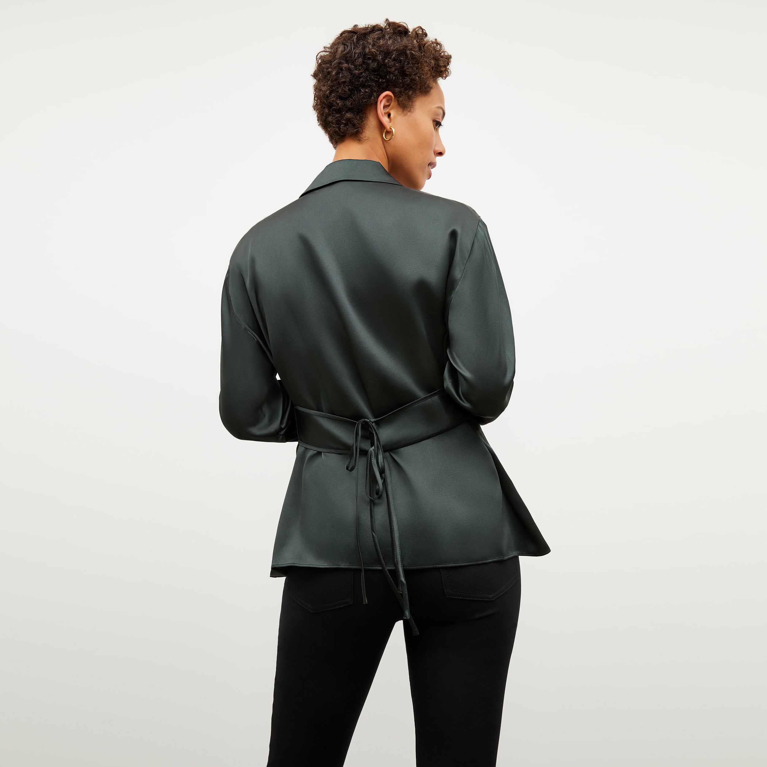 Alyssa Jacket - Washable Silk Charmeuse :: Hunter – M.M.LaFleur