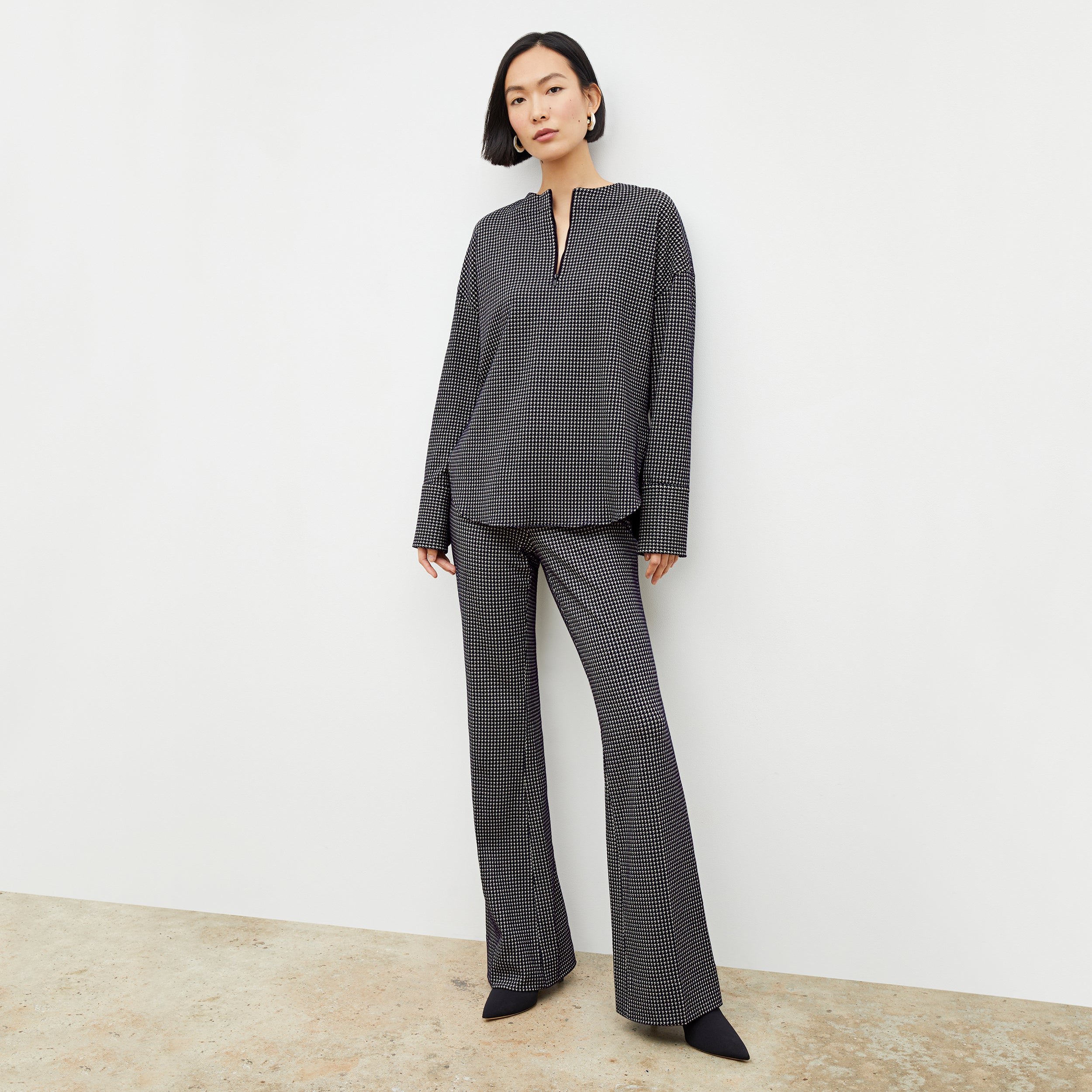 Tully Top - Stretch Houndstooth :: Black / White – M.M.LaFleur